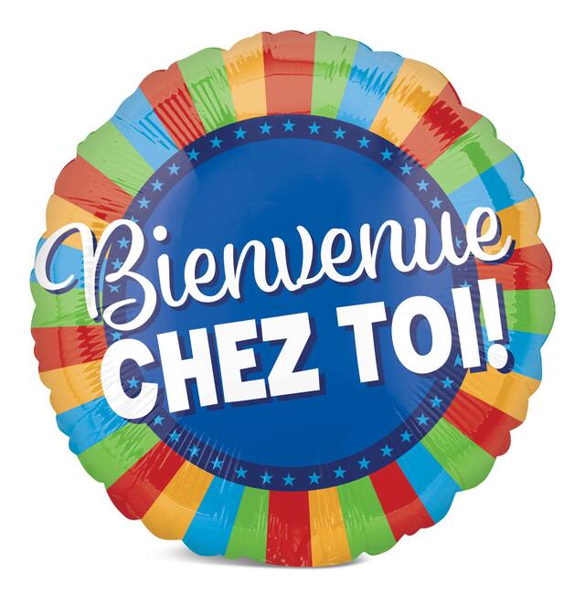 "Bienvenue Chez Toi" French Round Satin Foil Balloon, Blue/Multi ...