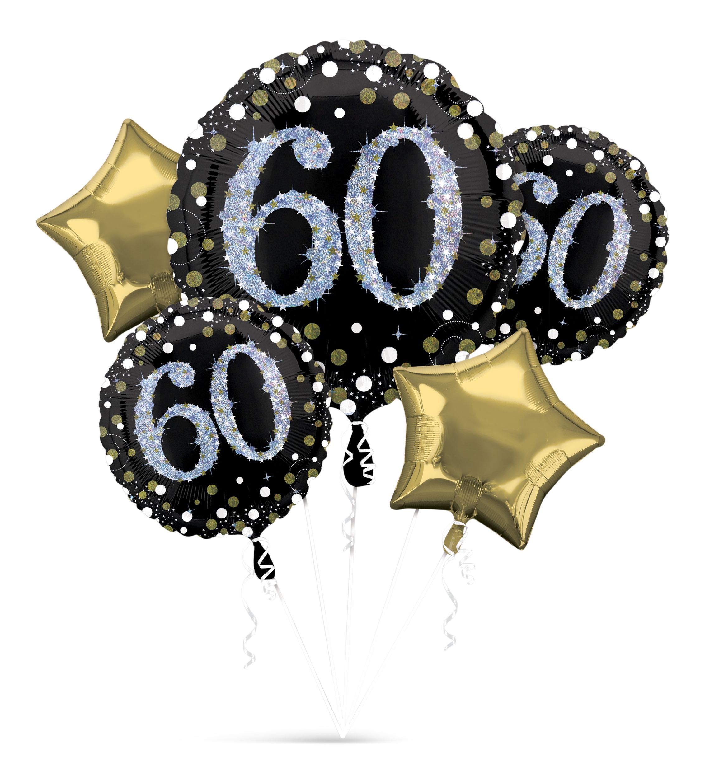 Bouquet de ballons en aluminium étincelants, 60e anniversaire | Party City