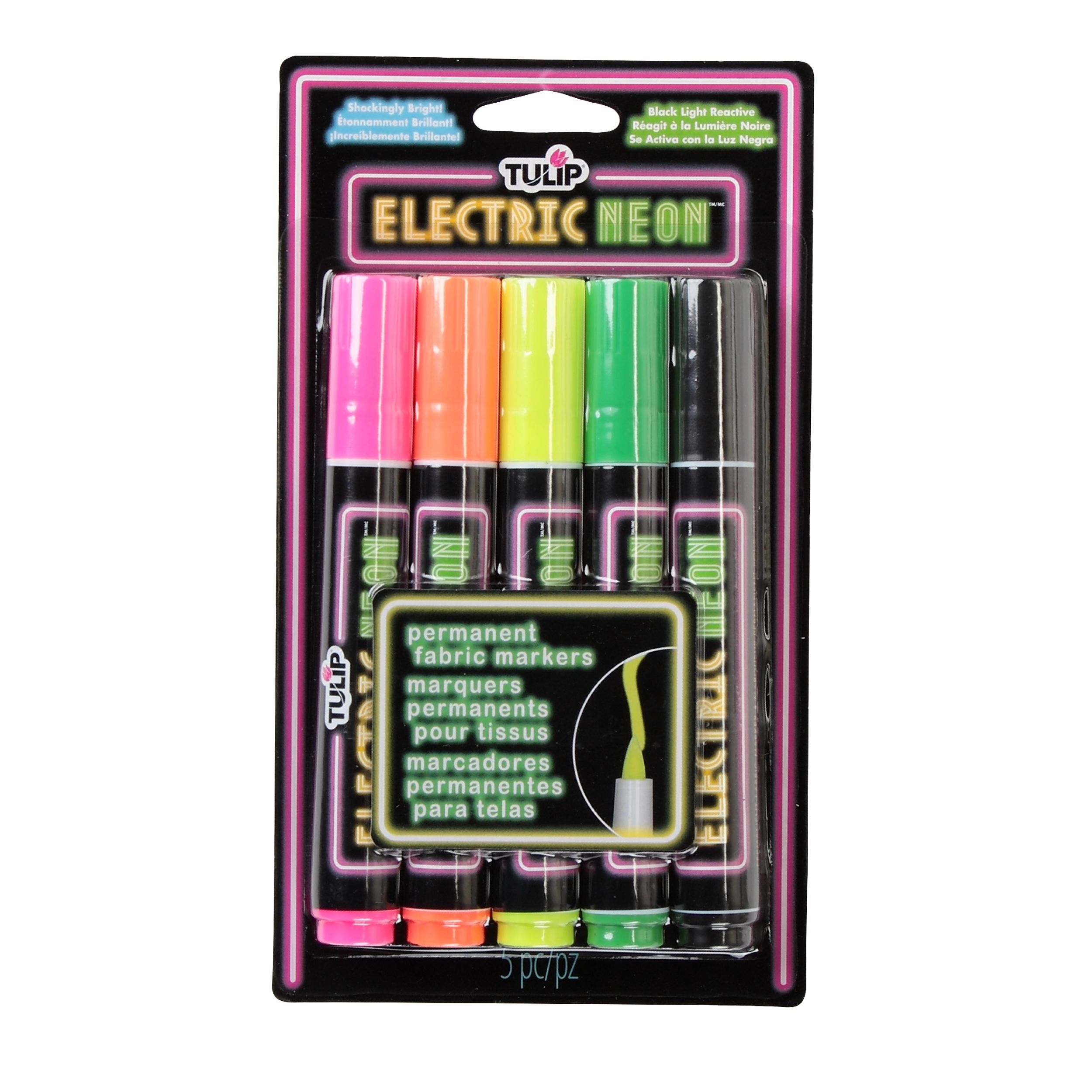 Neon Brush Tip Electric Drawing Markers, Multi-Coloured, 5-pk, for Arts ...