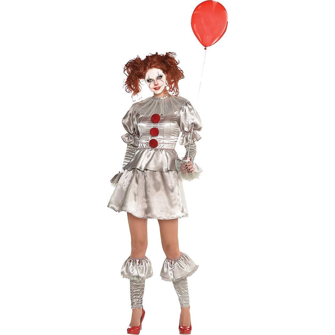 Women's IT Pennywise Clown Grey Dress with Boot Covers Halloween ...