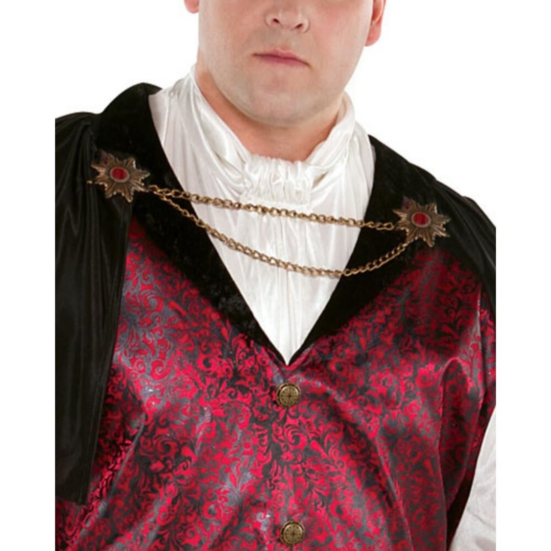 Mens Dracula Vampire Black Red Outfit With Shirt Cape Hat Halloween