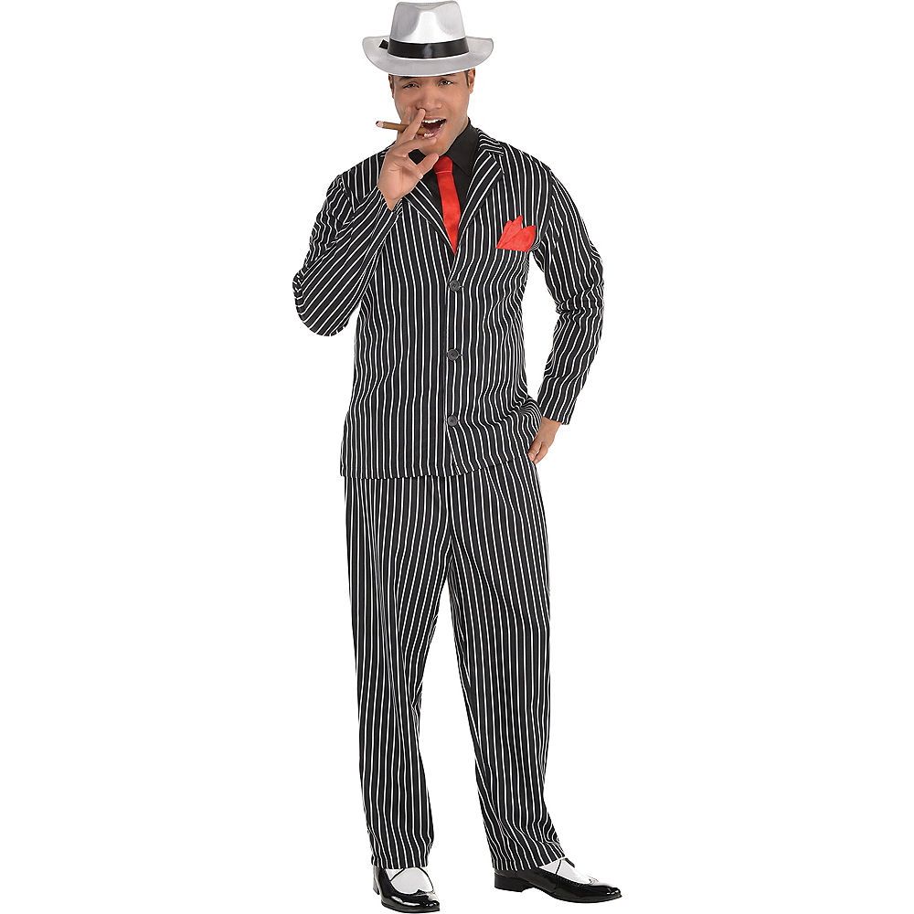 Men's Mob Boss Black/White Pinstriped Outfit with Jacket/Pant/Shirt ...