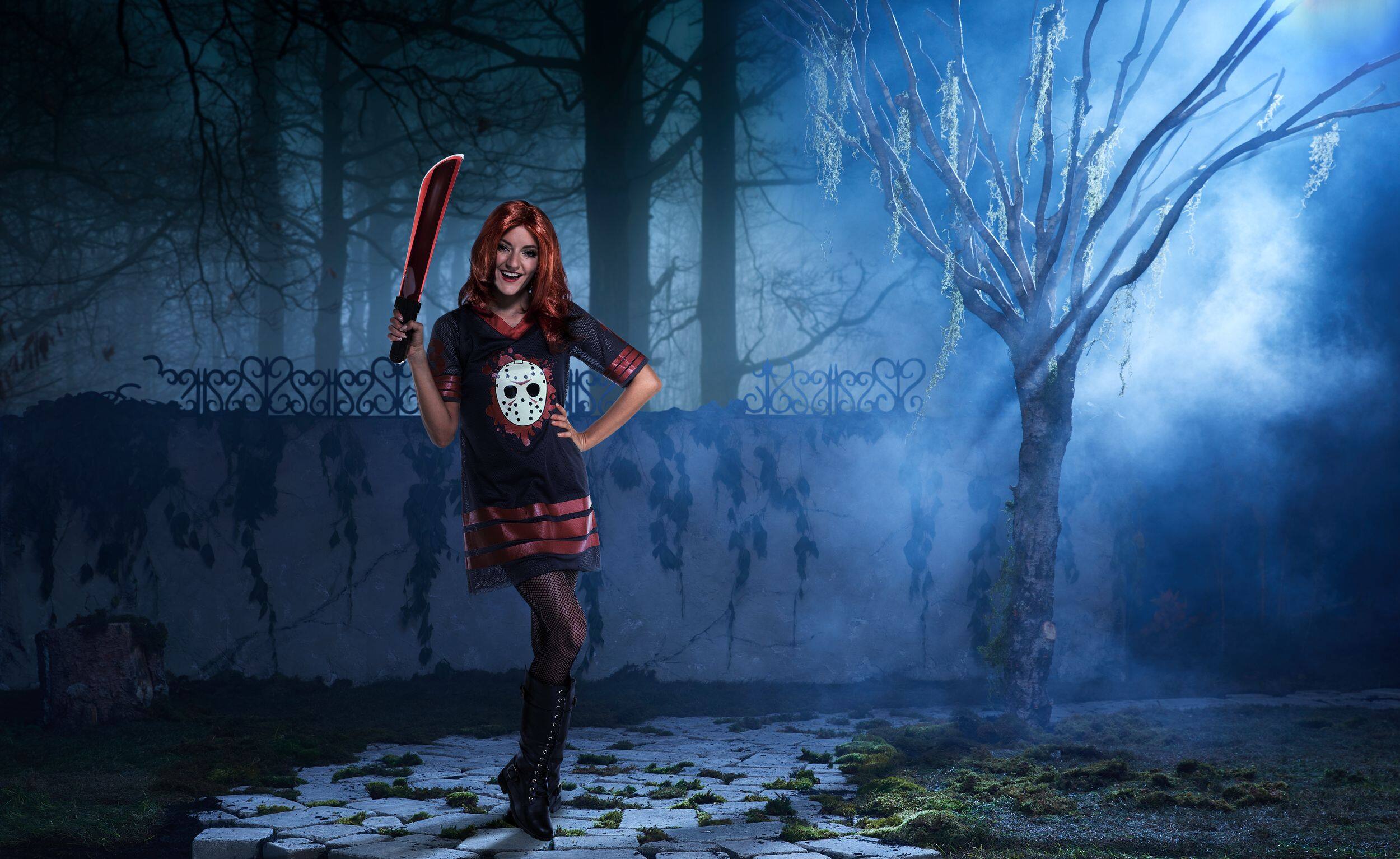Womens Friday The 13th Miss Voorhees Black Red Hockey Jersey Dress
