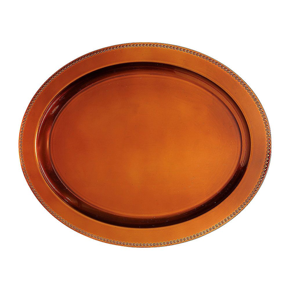 Elegant Fall Orange Oval Plastic Platter | Party City