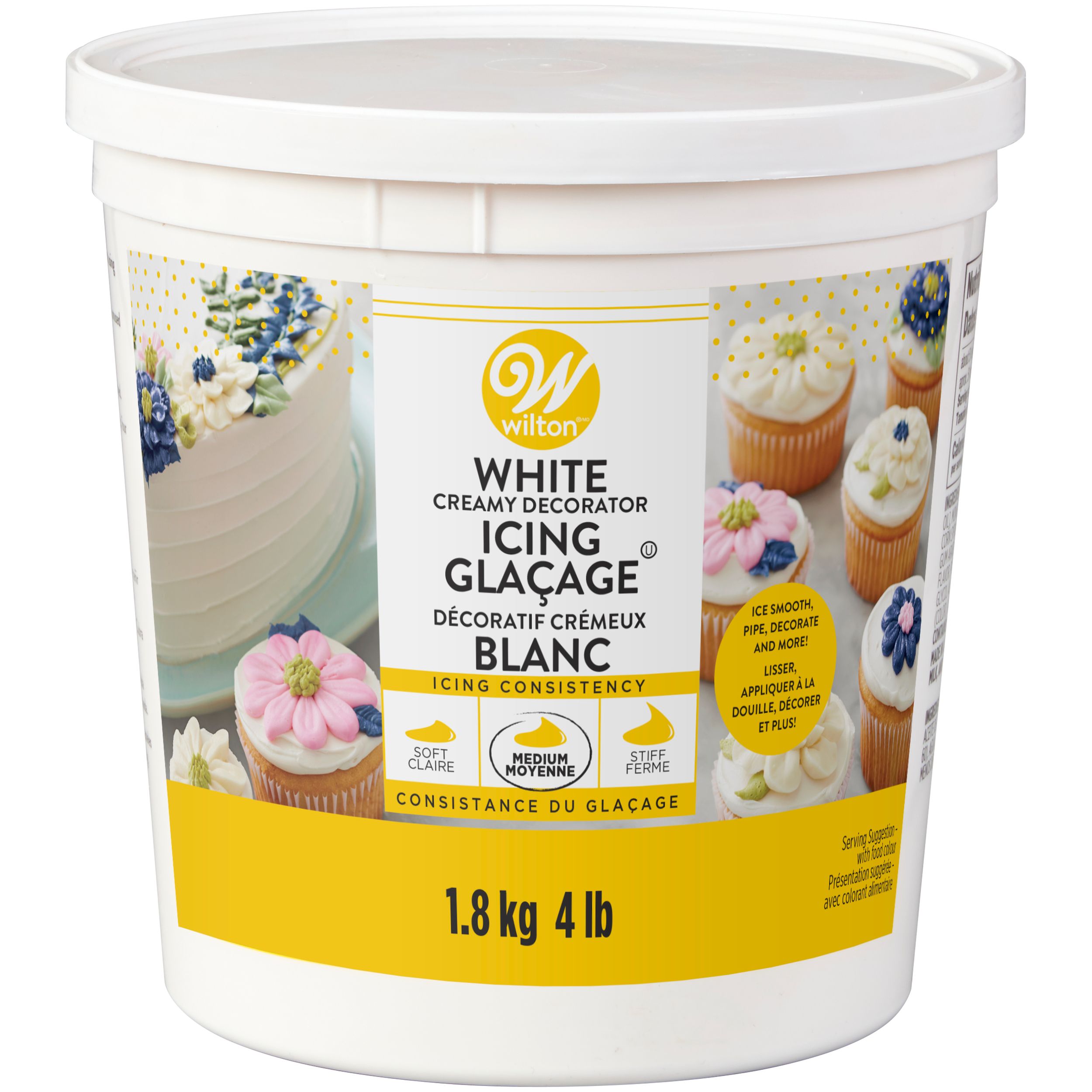 Wilton Edible Decoratoring Icing Tub, White, 4lb, for Baking/Cake ...