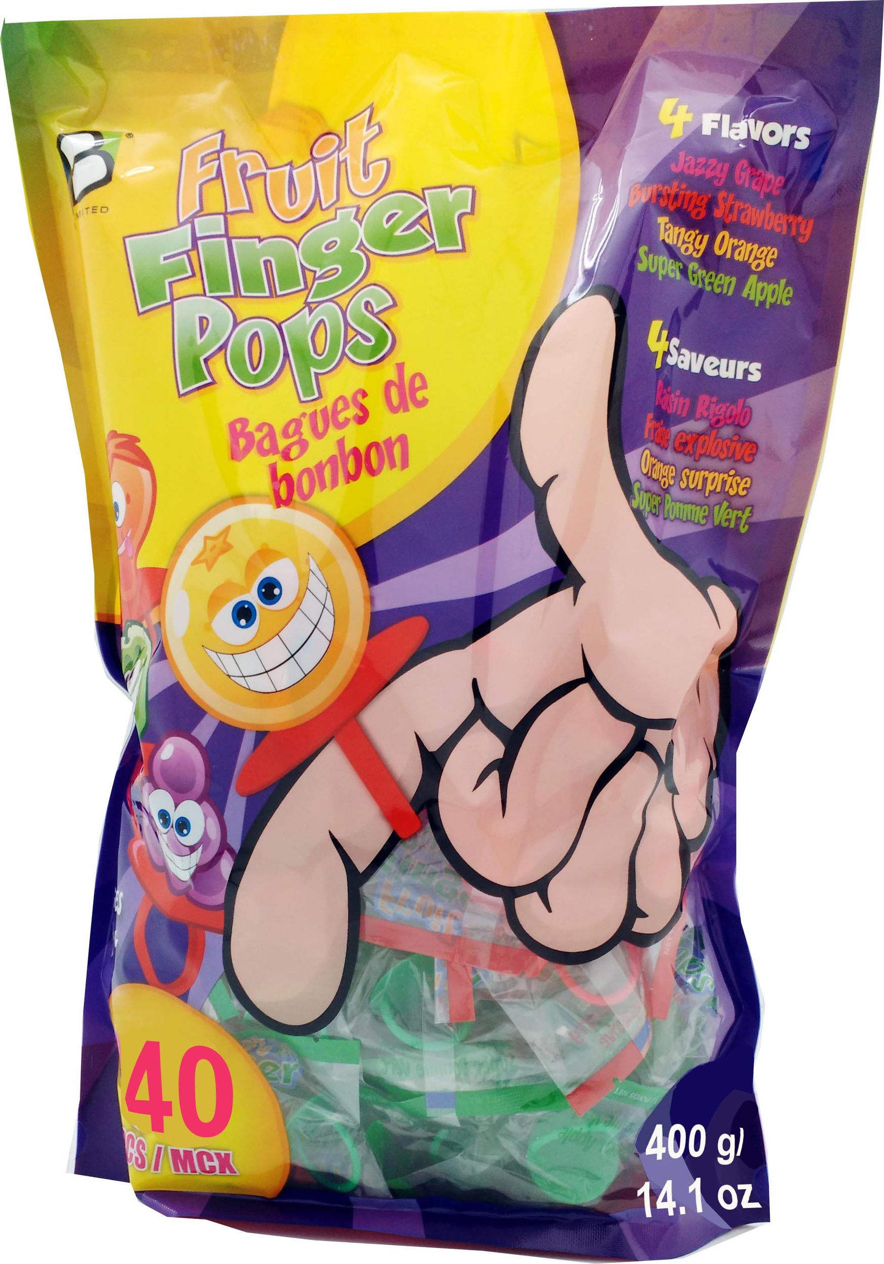 Fruit Finger Pops, Grape/Strawberry/Orange/Green Apple, Multi-Coloured ...
