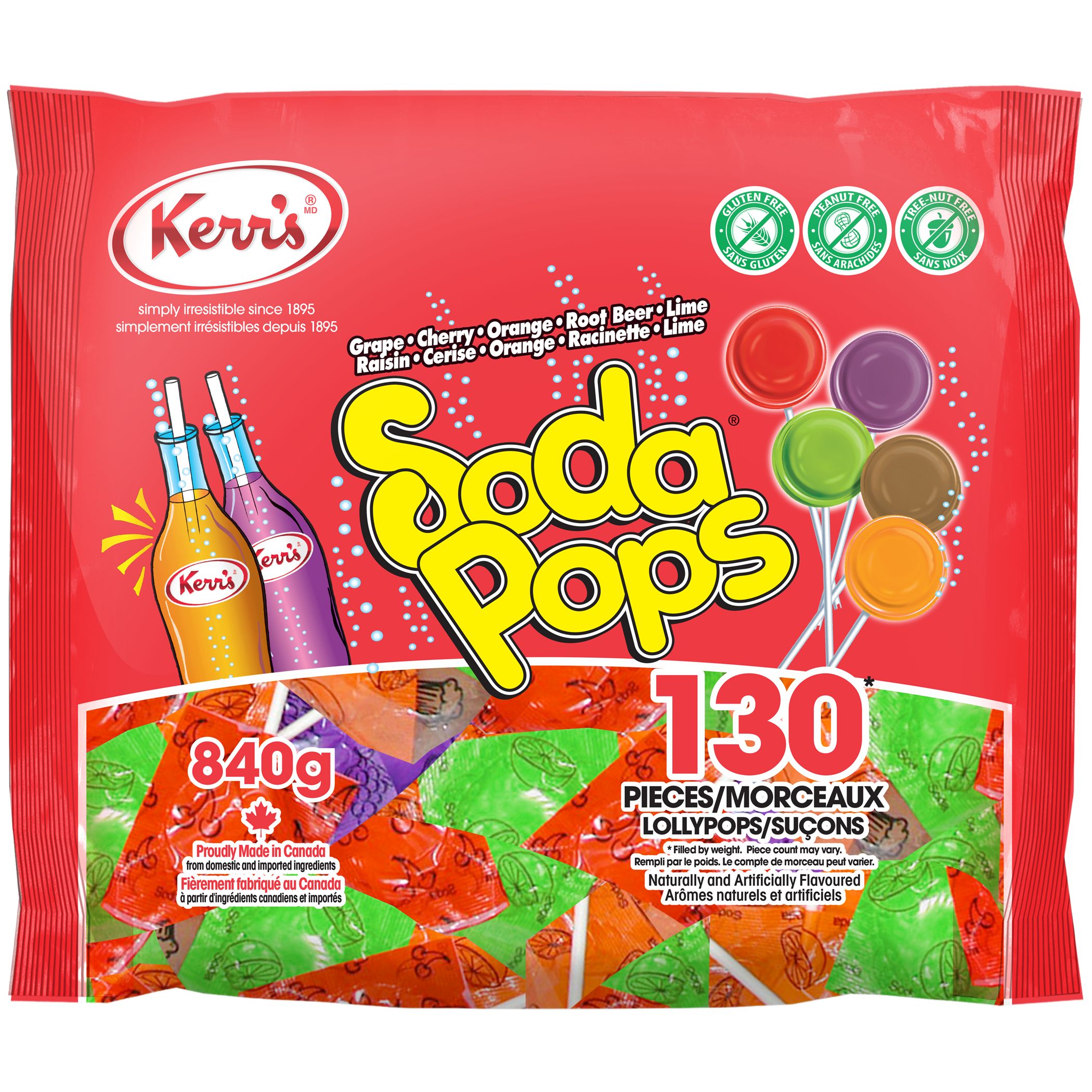 Soda Pops Lollipops, Assorted Fruits, Multi-Coloured, 130-pk, Hard ...