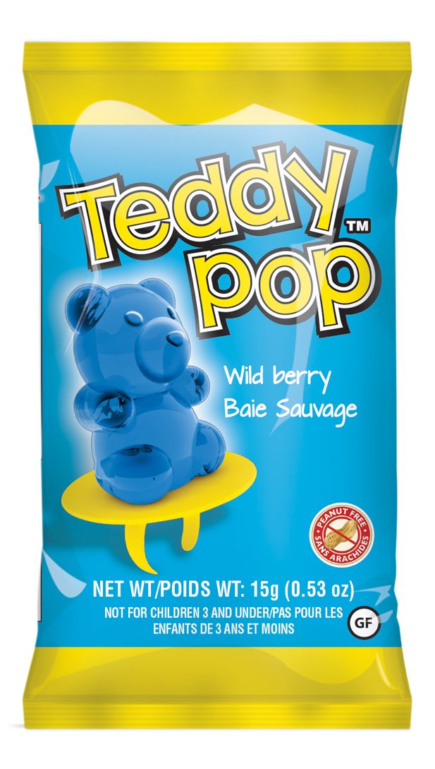 Teddy Pop Lollipop, Strawberry/Watermelon/Wild Berry, Blue/Green/Red ...