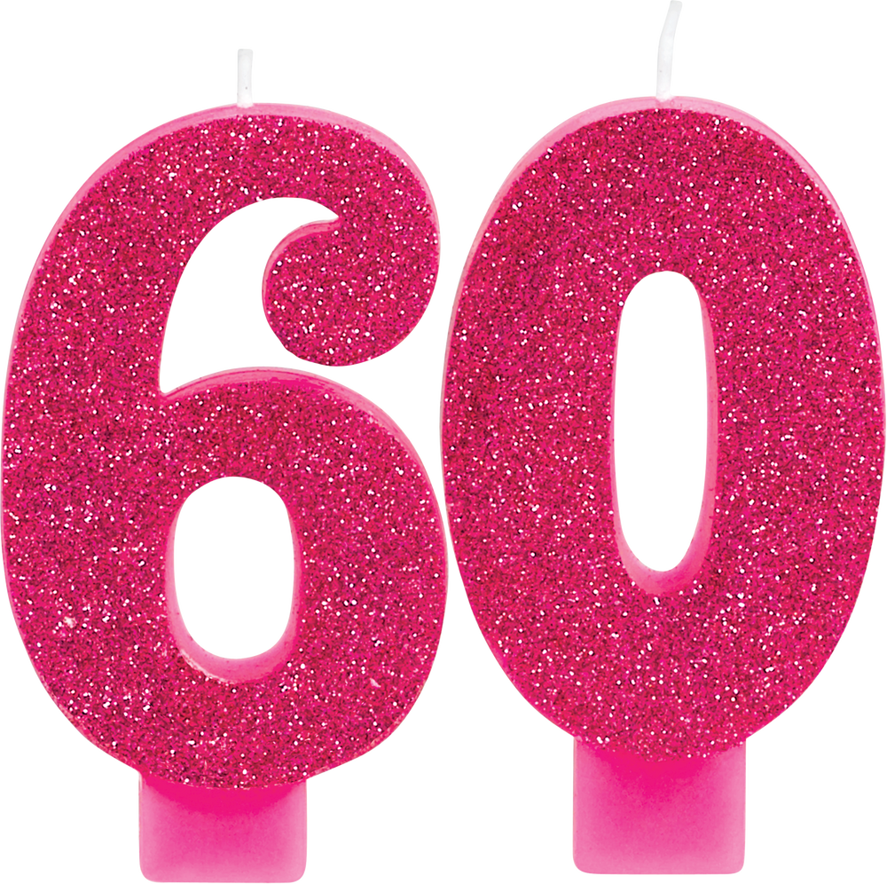 Glitter Number 60 Birthday Candles, 2-pk | Party City