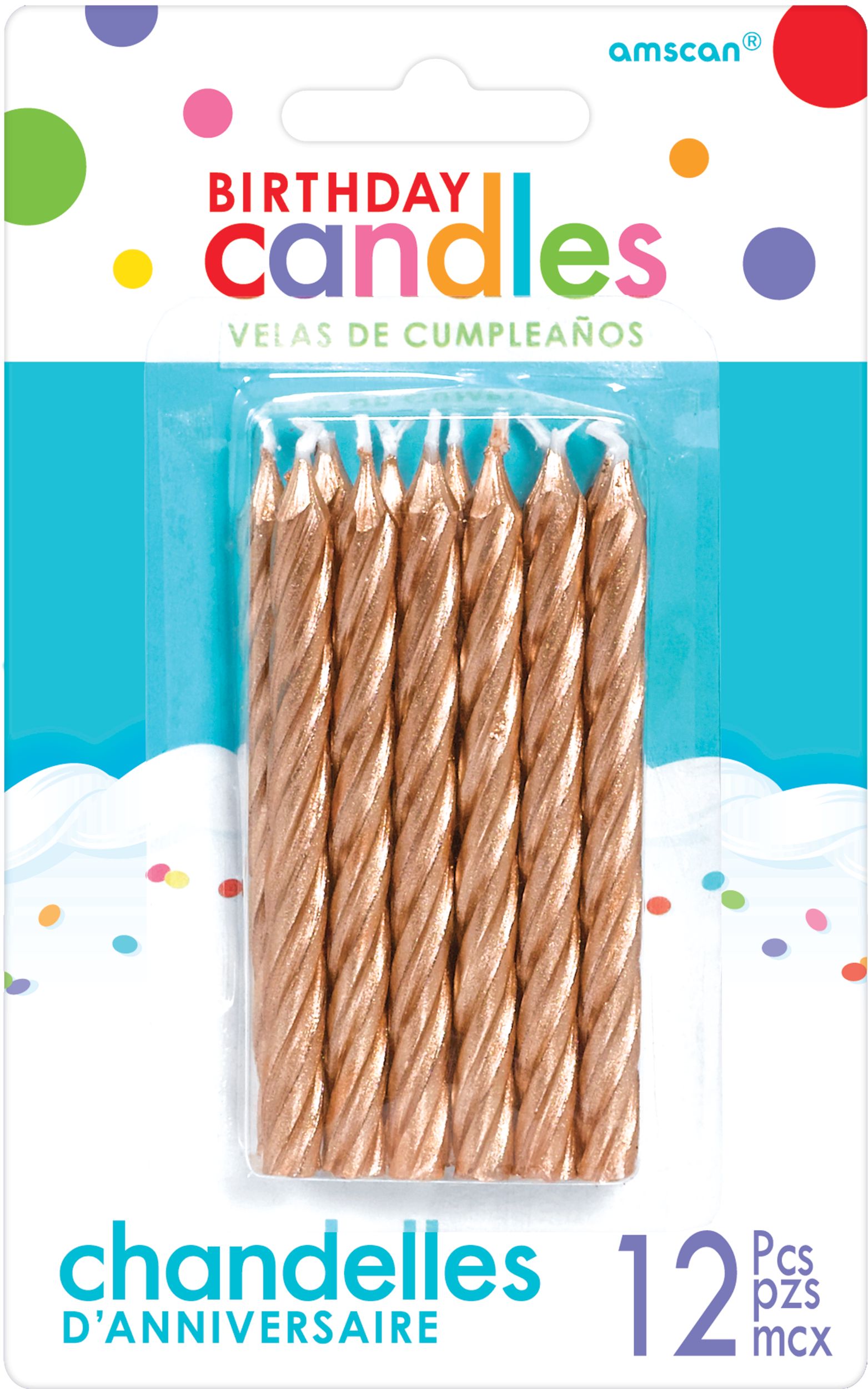 Rose Gold Birthday Candles, 12-pk | Party City