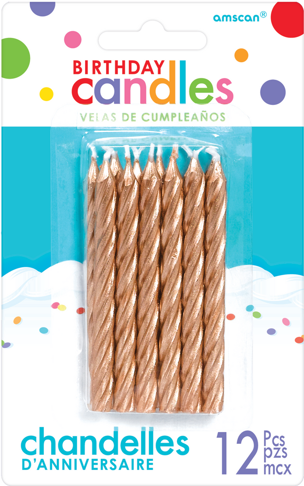 Rose Gold Birthday Candles, 12-pk | Party City