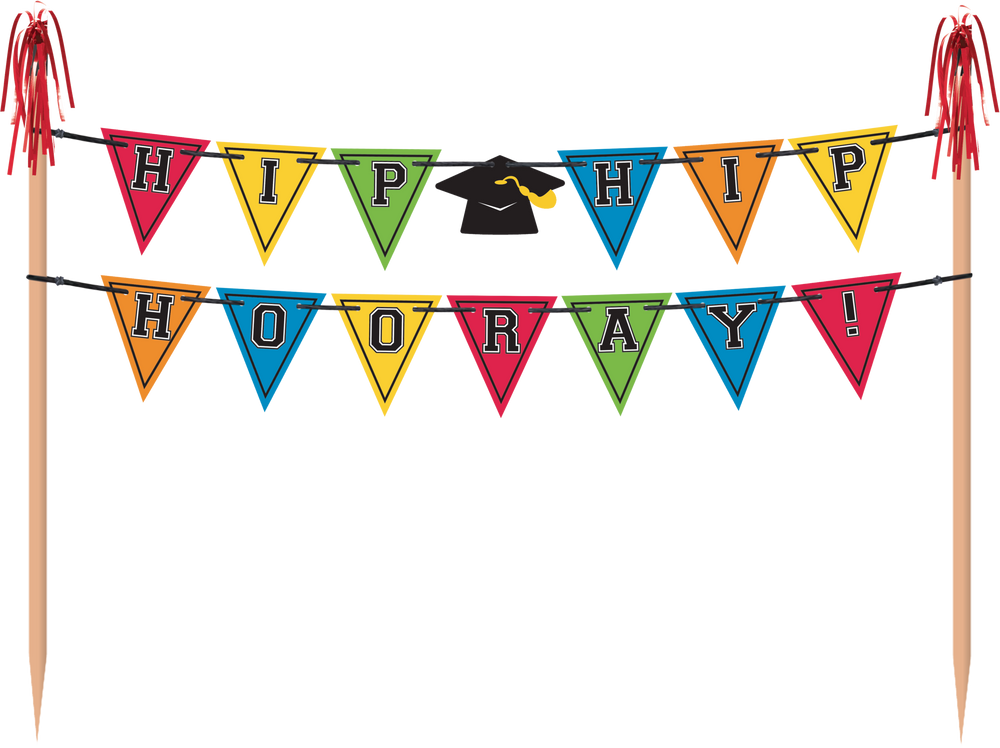 Multicolour Graduation Pennant Banner Cake Topper | Party City