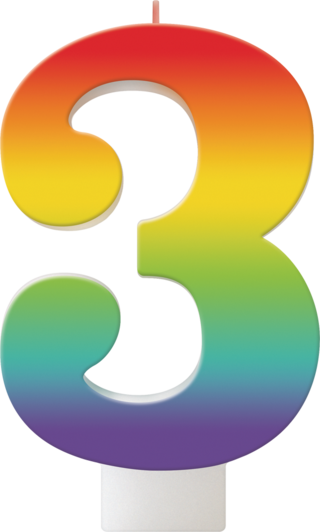 Rainbow Number 3 Birthday Candle | Party City