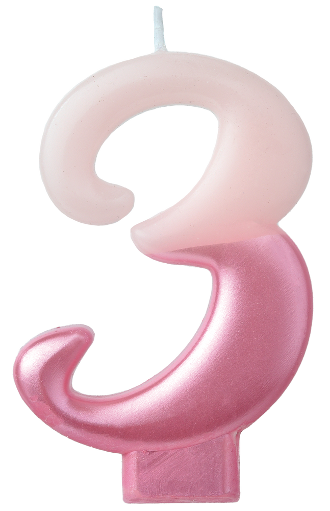 Metallic Dipped Number 3 Birthday Candle Pink Party City