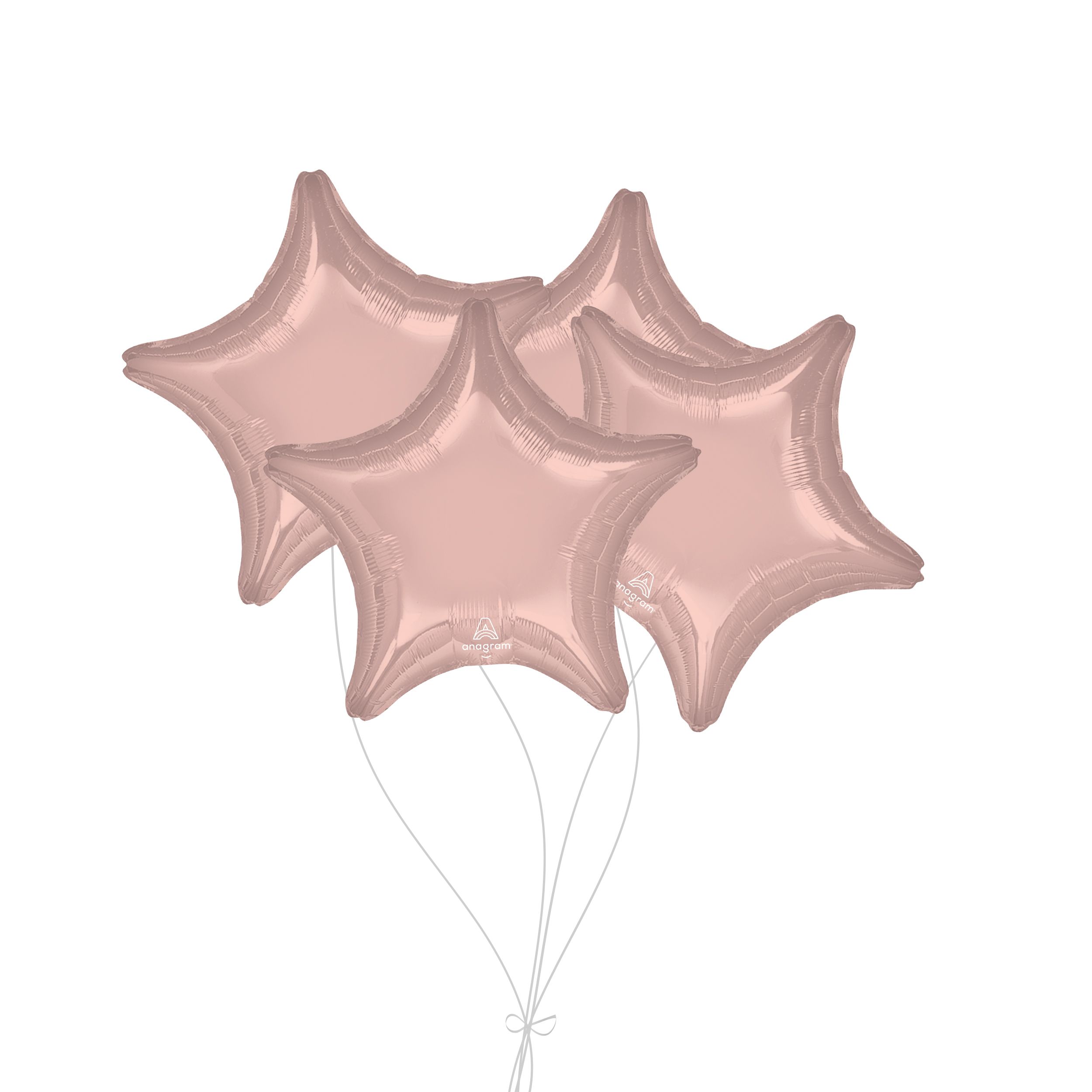 Star Foil Balloon Bouquet, Pastel Pink, 4-pk, Helium Inflation & Ribbon ...
