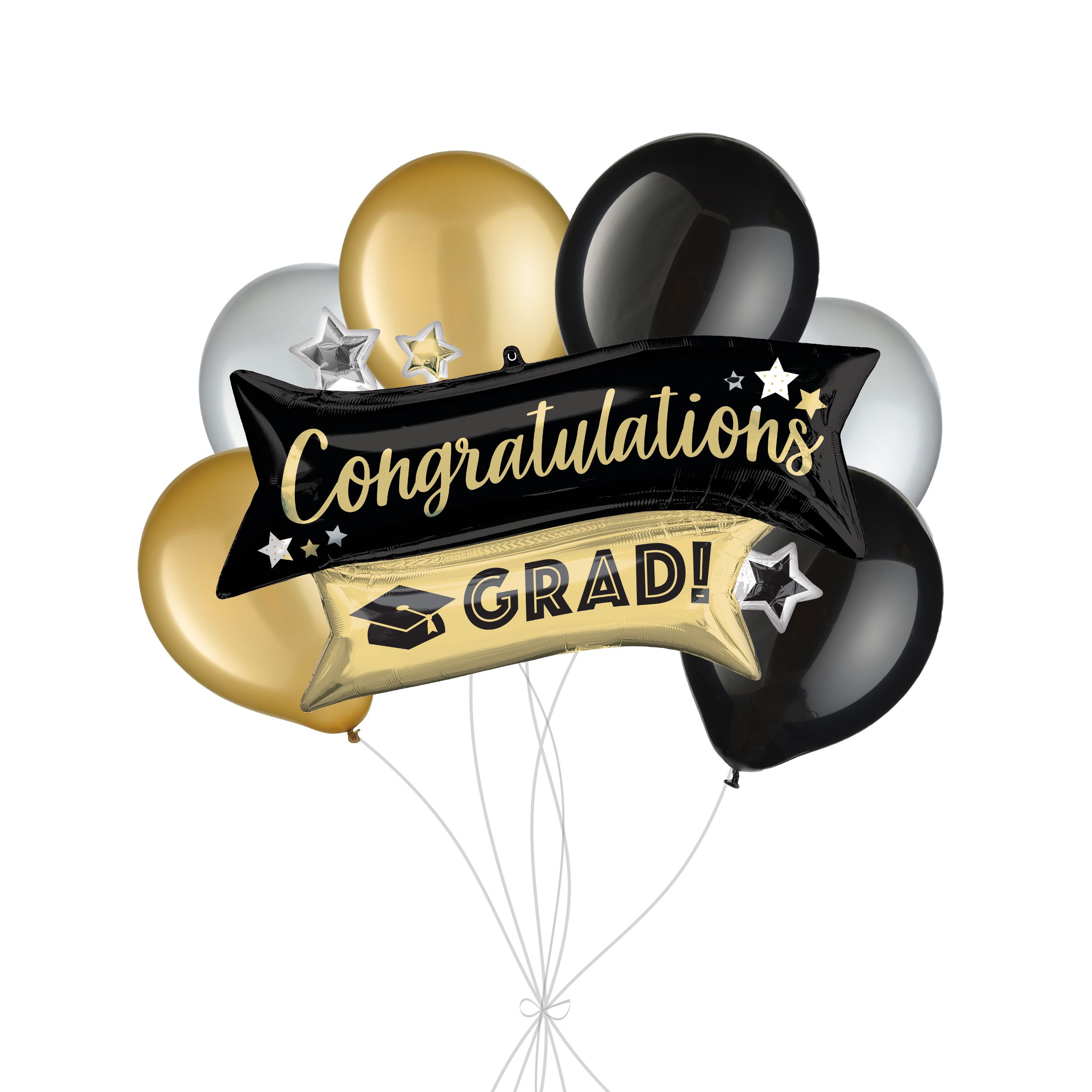 “Congratulations Grad!” Supershape Balloon Bouquet with Latex Balloons ...