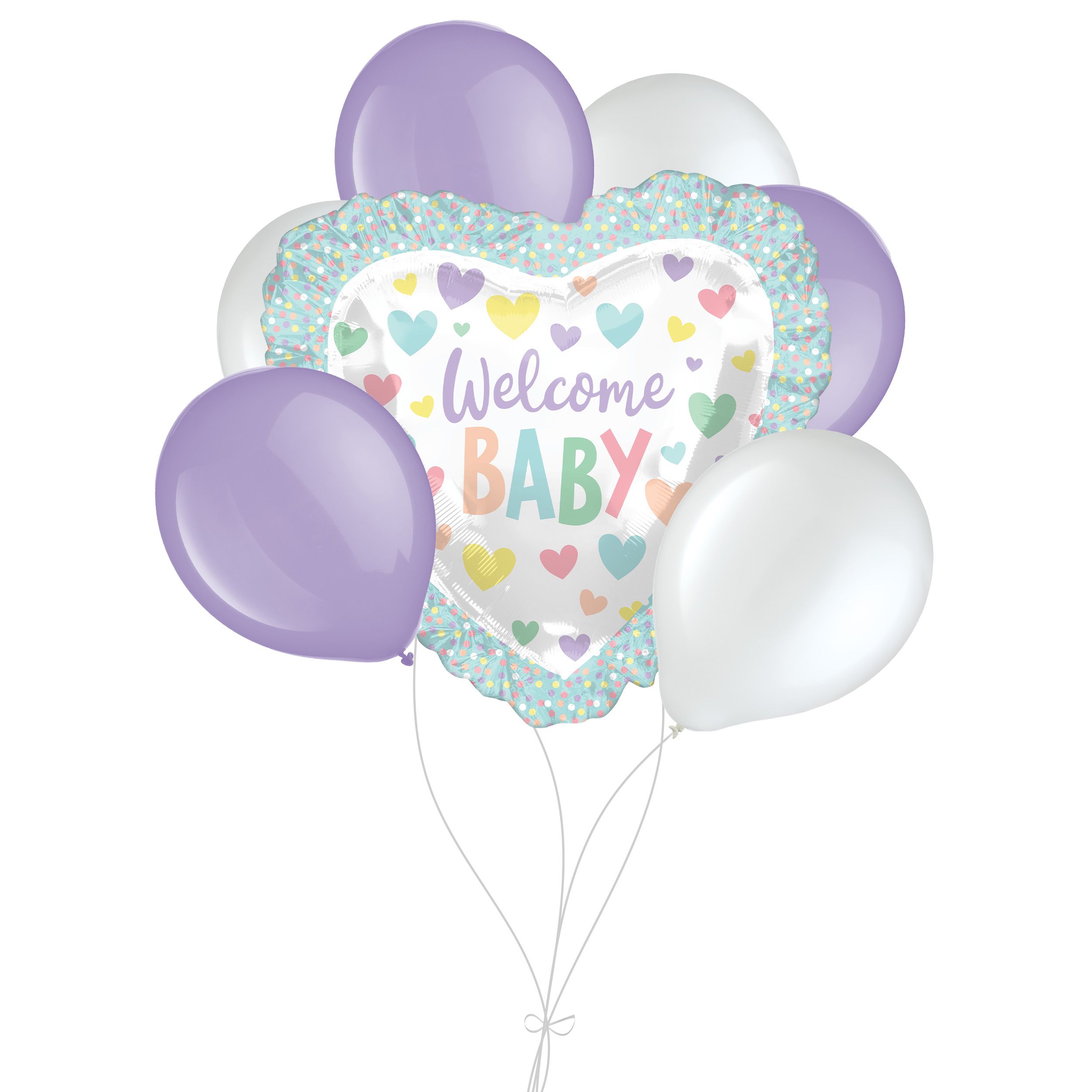 "Welcome Baby" Ruffle Heart Supershape Balloon Bouquet with Latex ...