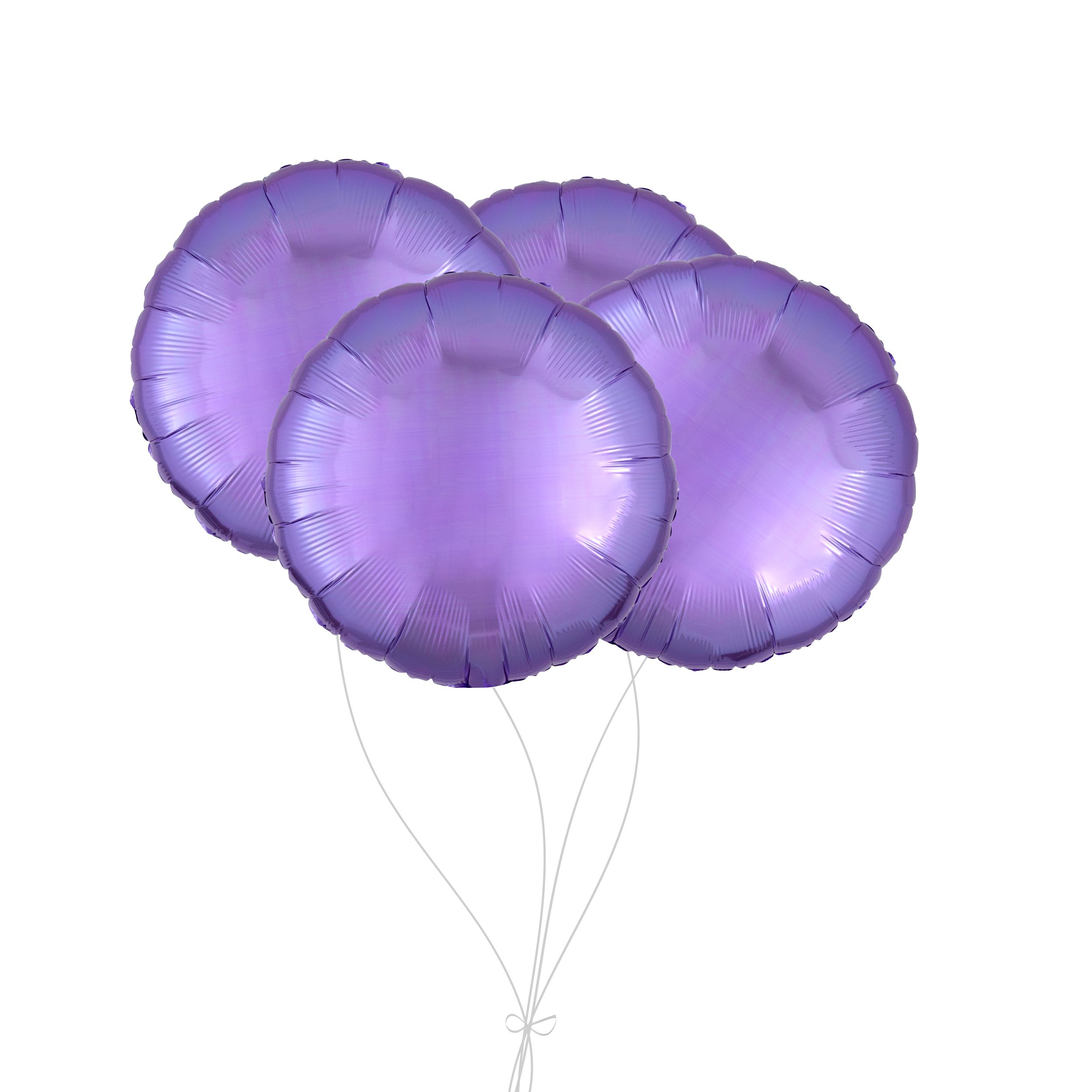 Round Foil Balloon Bouquet, Lavender, 4-pk, Helium Inflation & Ribbon ...
