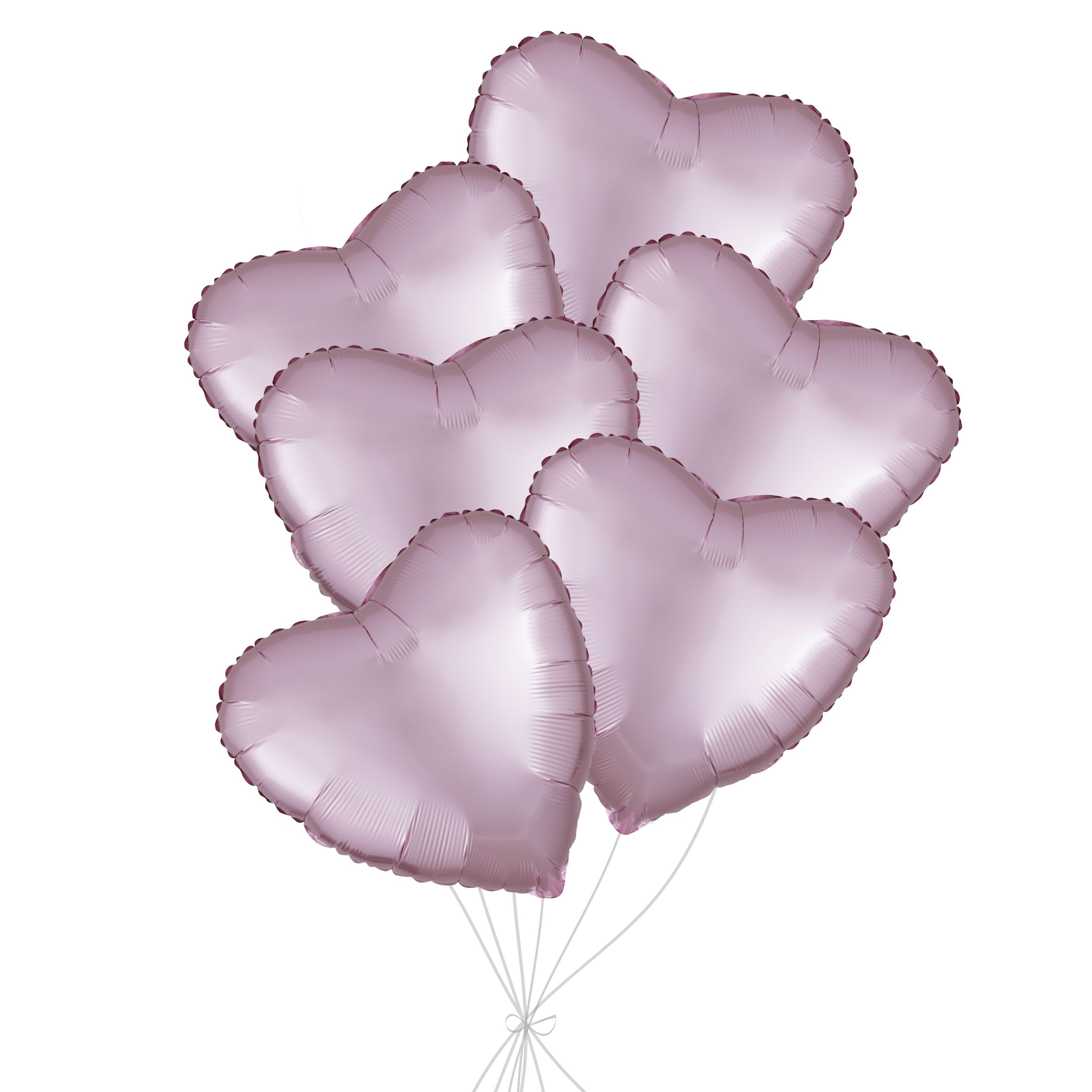 Heart Foil Balloon Bouquet, Pastel Pink, 6-pk, Helium Inflation ...