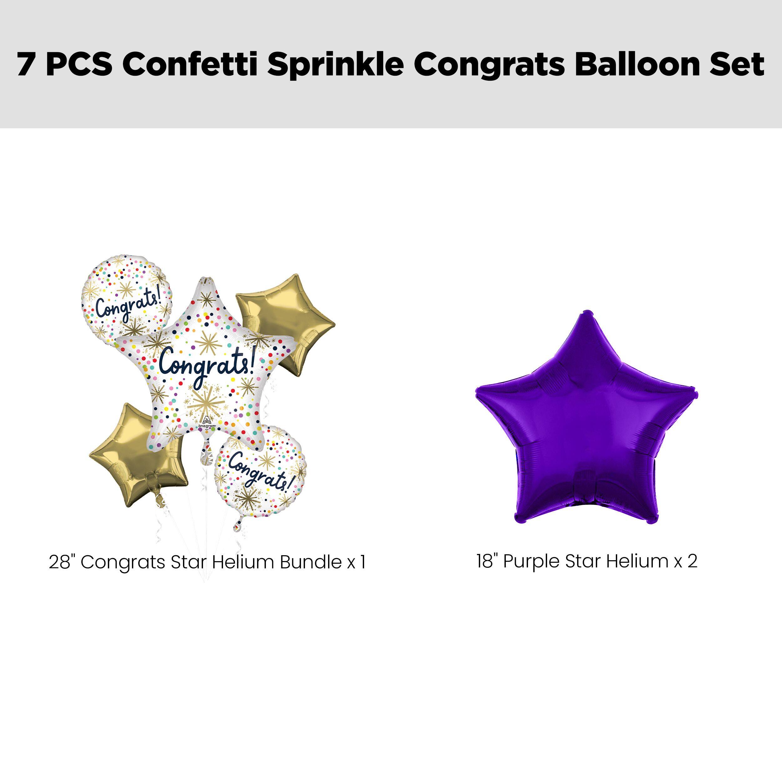 "Congrats" Star Confetti Sprinkle Polka Dot Satin Foil Balloon Bouquet ...