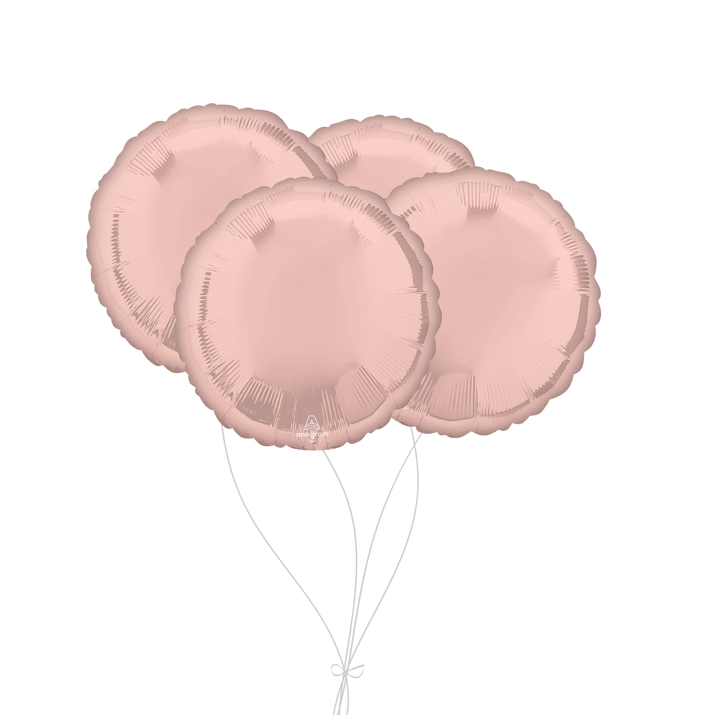 Round Foil Balloon Bouquet, Pastel Pink, 4-pk, Helium Inflation ...