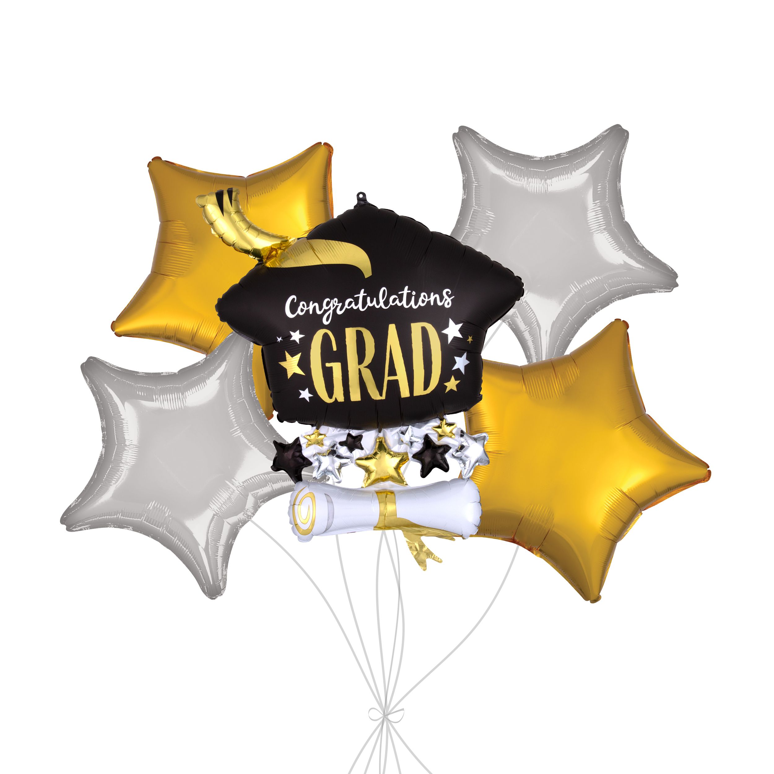 “Congratulations Grad” Cap and Diploma Supershape Balloon Bouquet with ...