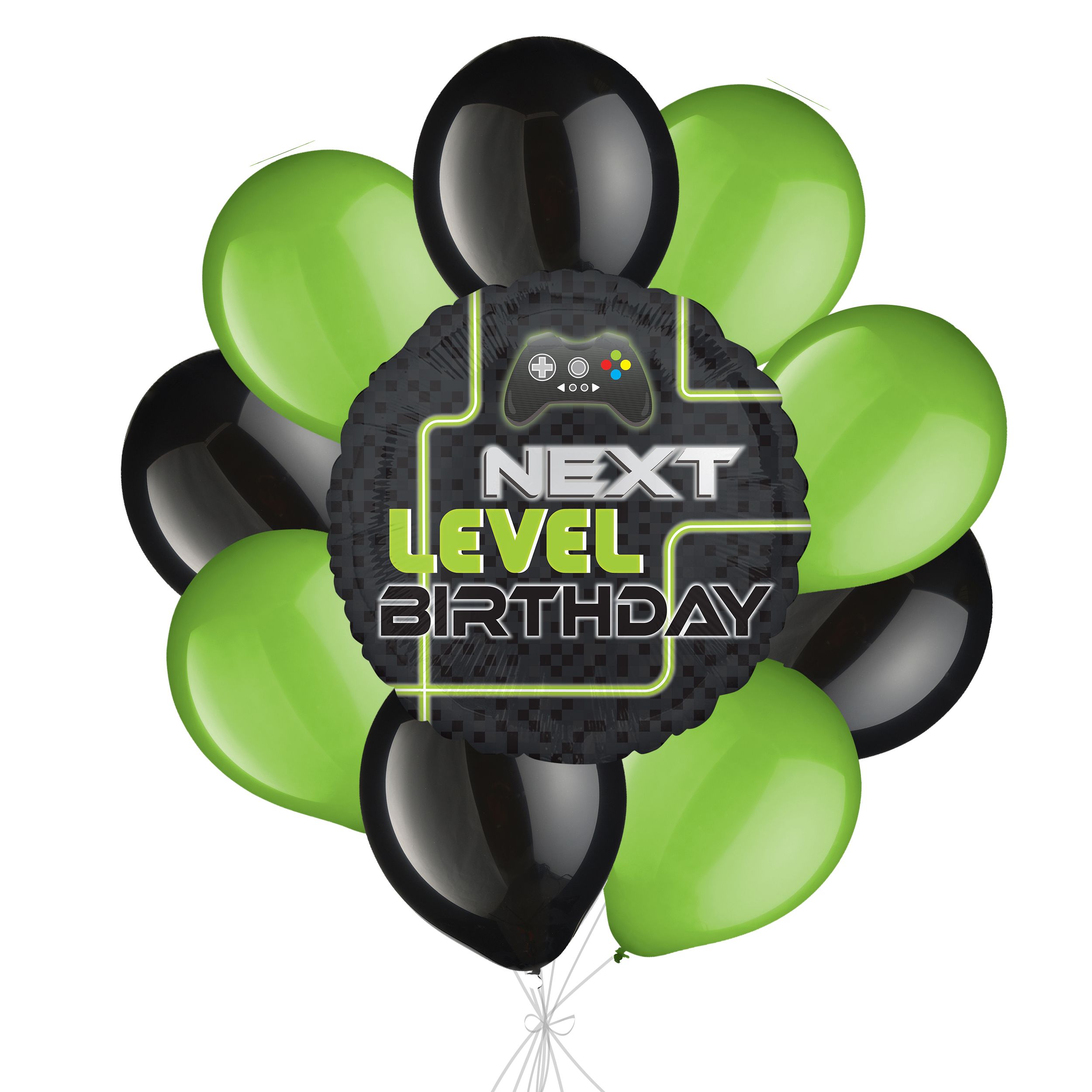 “Next Level Birthday" Video Game Balloon Bouquet with Latex Balloons ...