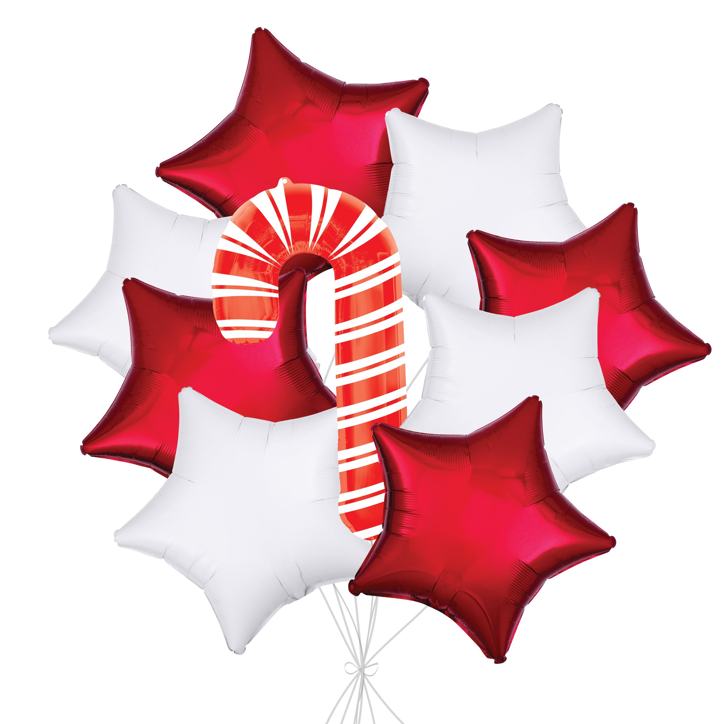 Candy Cane Supershape Balloon Bouquet, White/Red, 9-pk, Helium ...