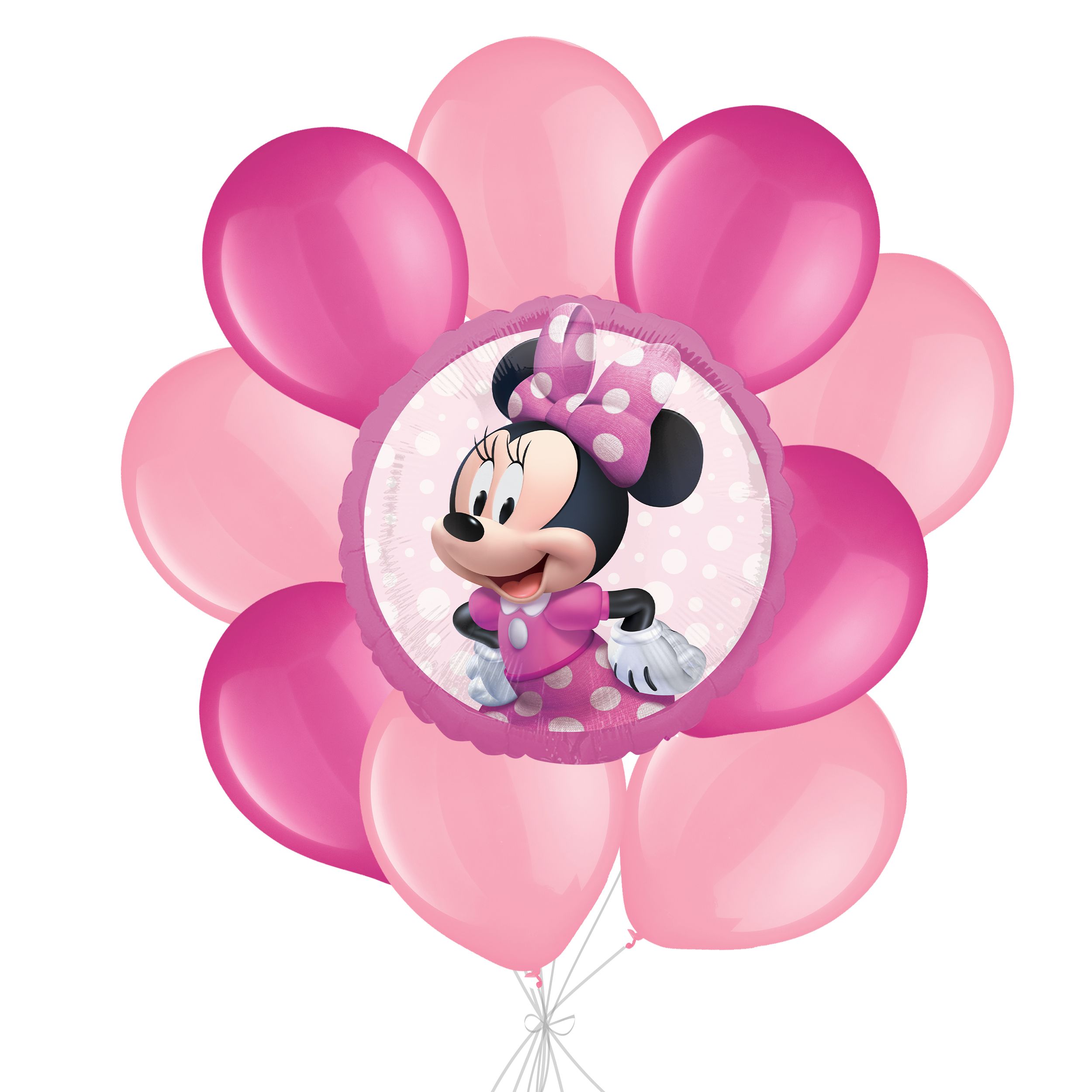 Minnie Mouse Forever Balloon Bouquet with Latex Balloons, Pink, 10-pk ...