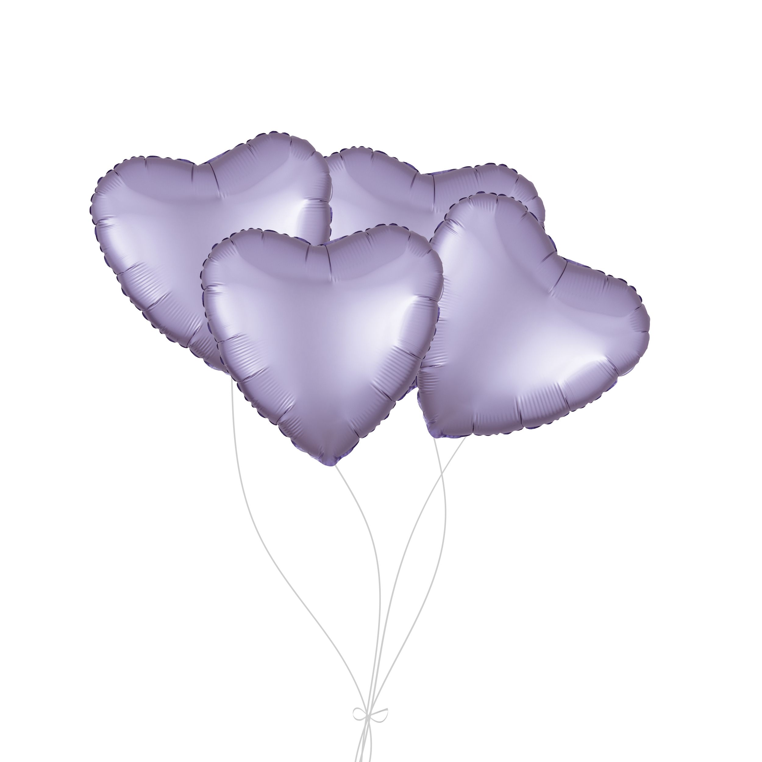 Heart Foil Balloon Bouquet, Pastel Lilac, 4-pk, Helium Inflation ...