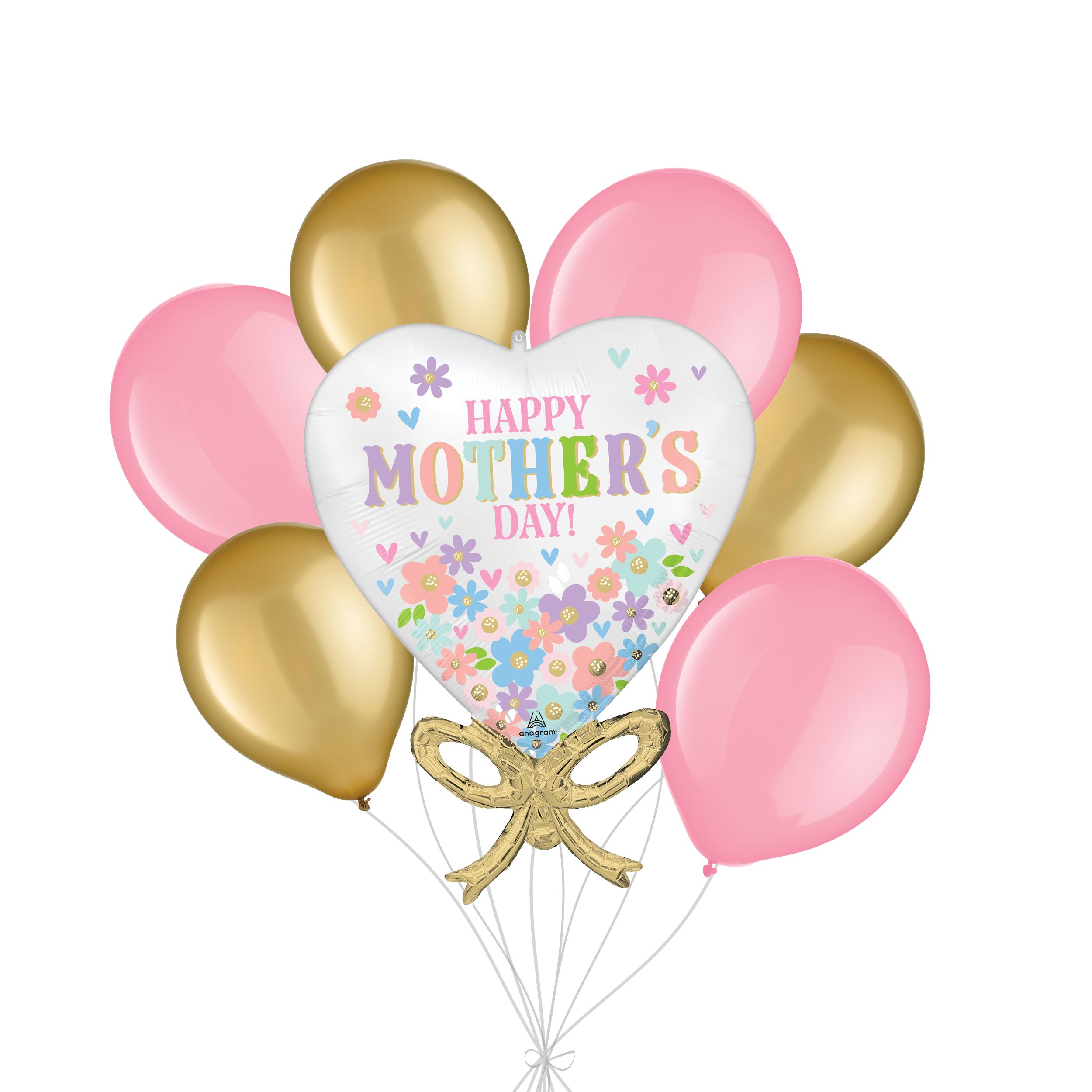“Happy Mother’s Day” Daisy Chain Bow Supershape Balloon Bouquet with ...