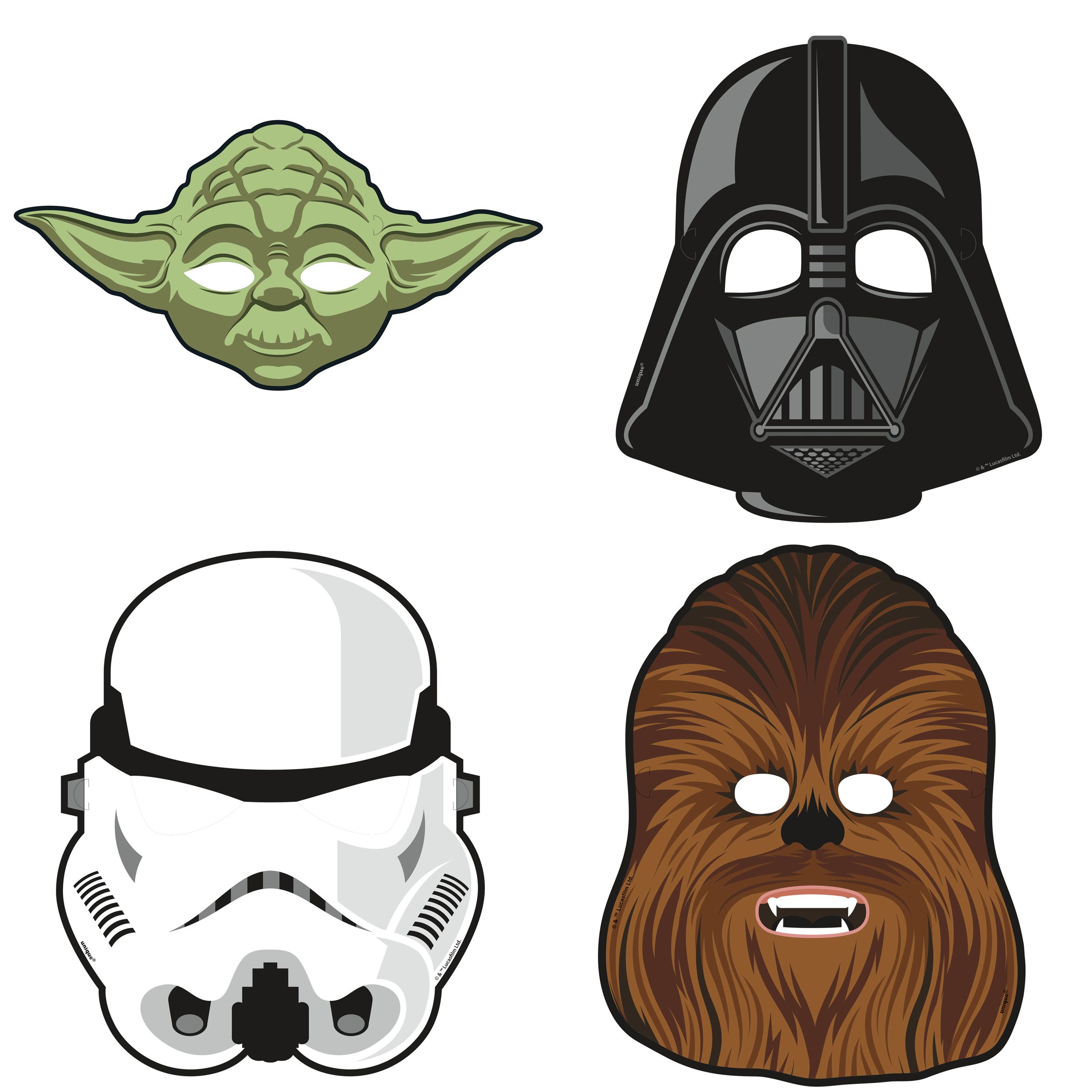 Disney Star Wars Darth Vader/Yoda/Stormtrooper/C-3PO Paper Masks, Multi ...