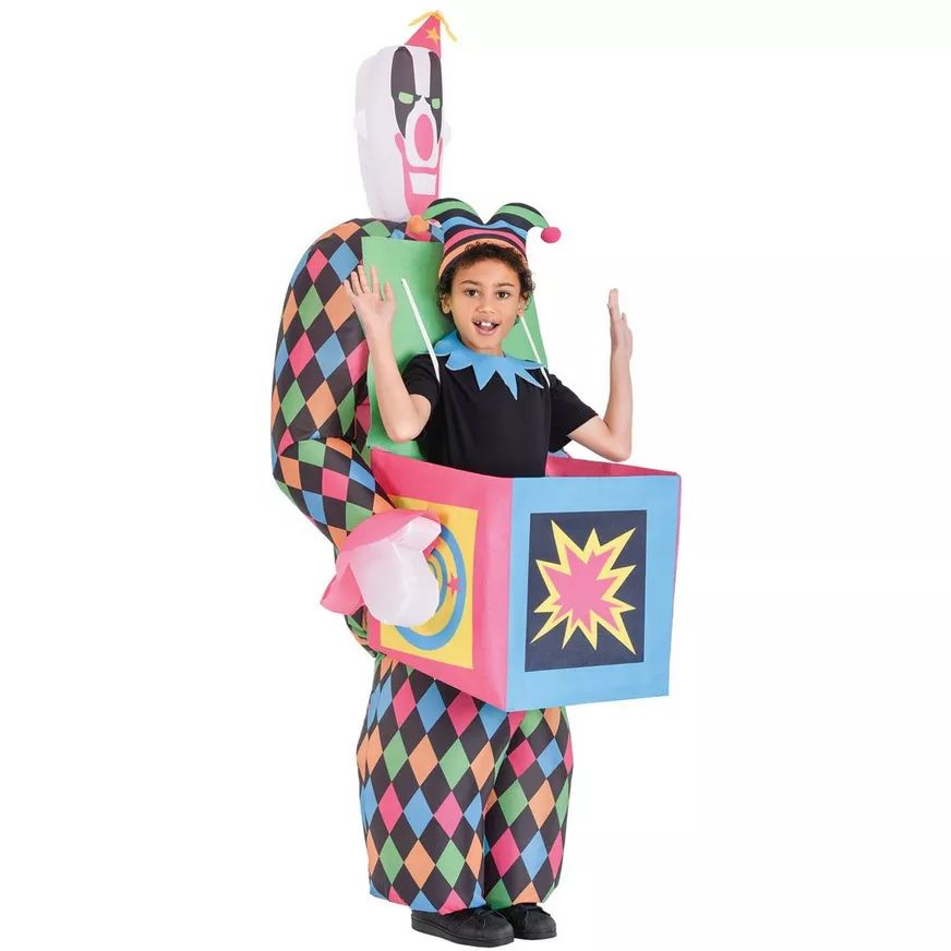 Kids' Jack in a Box Clown Multi-Coloured Inflatable Halloween Costume ...
