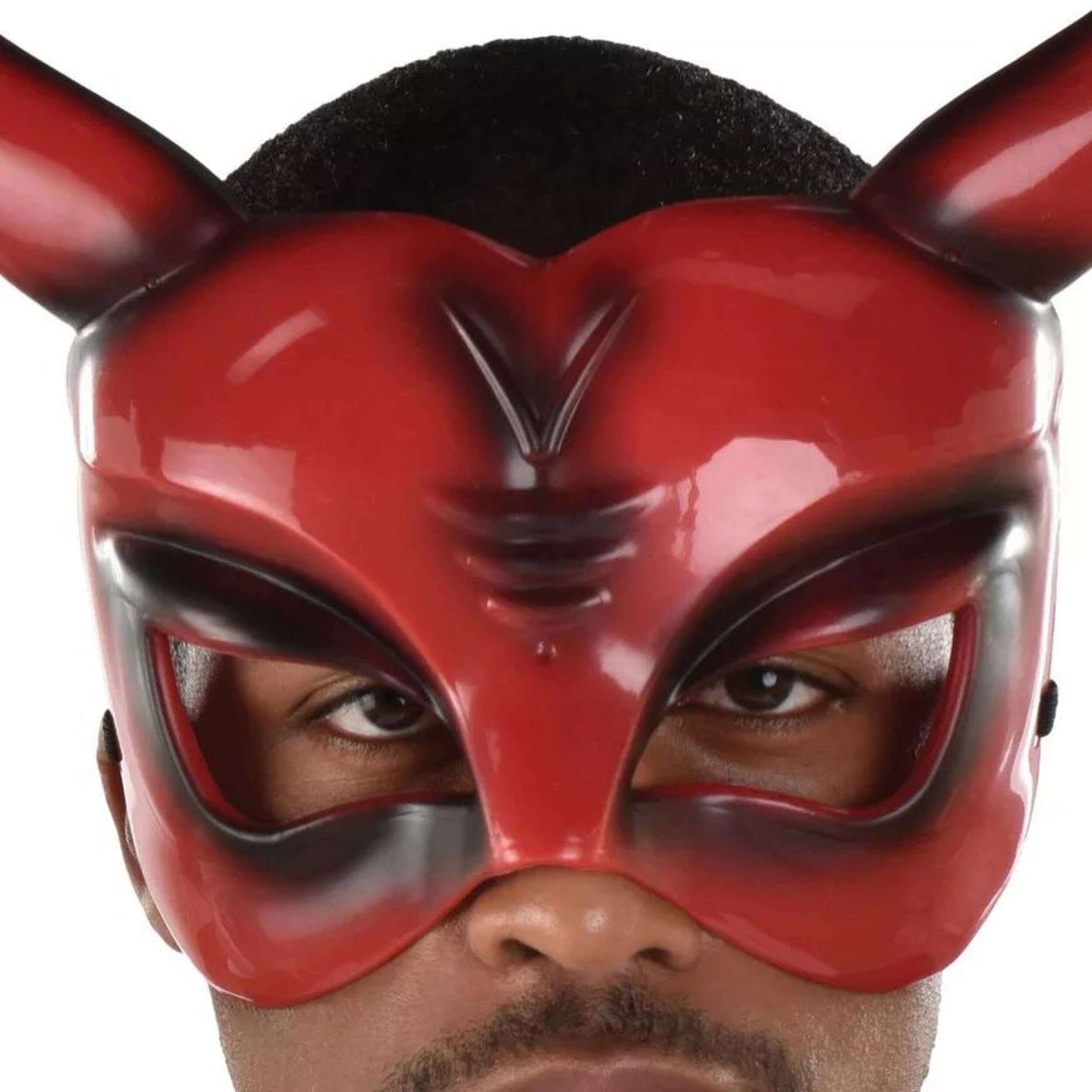Devil Horned Half Face Mask, Black/Red, One Size, Wearable Costume ...