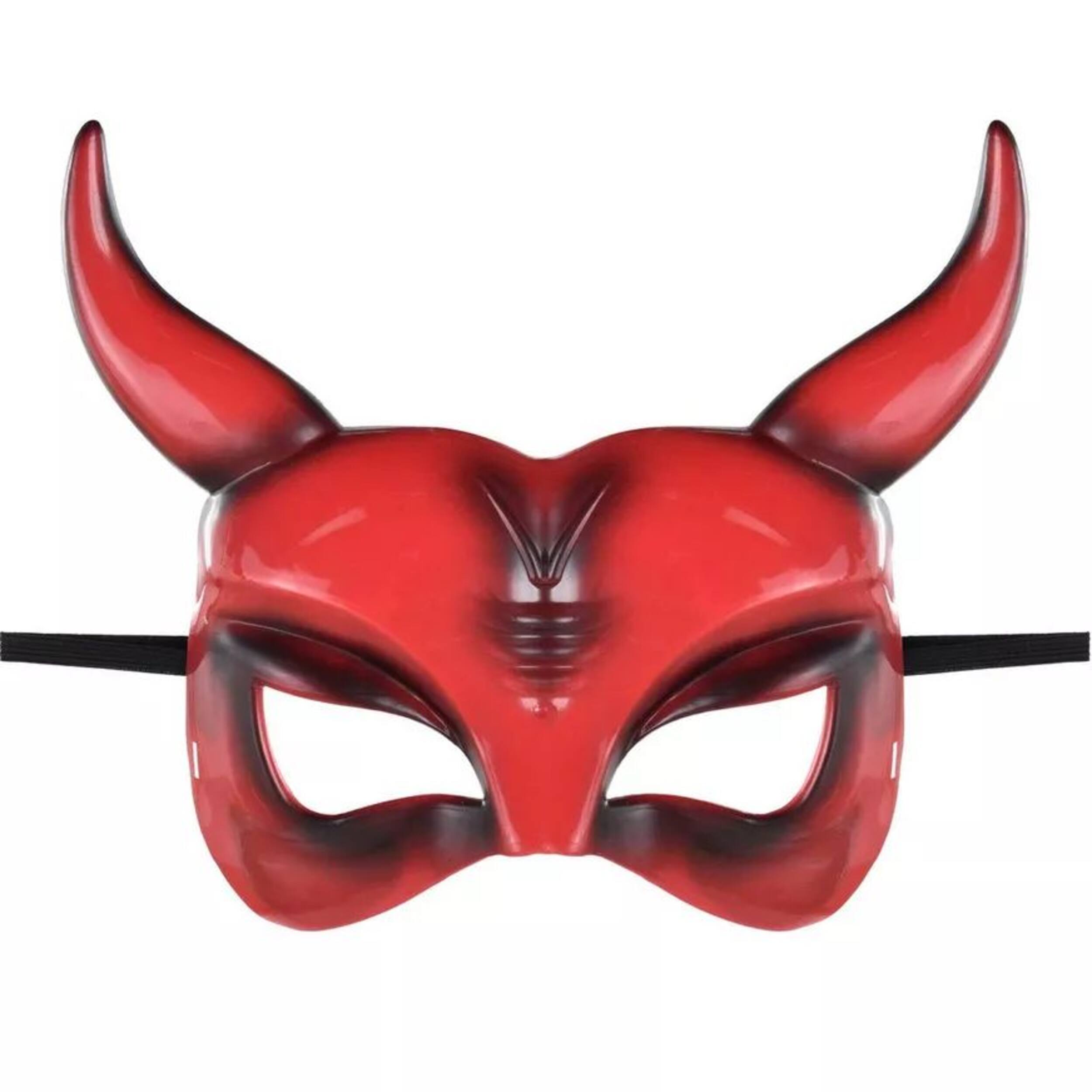 Devil Horned Half Face Mask, Black/Red, One Size, Wearable Costume ...
