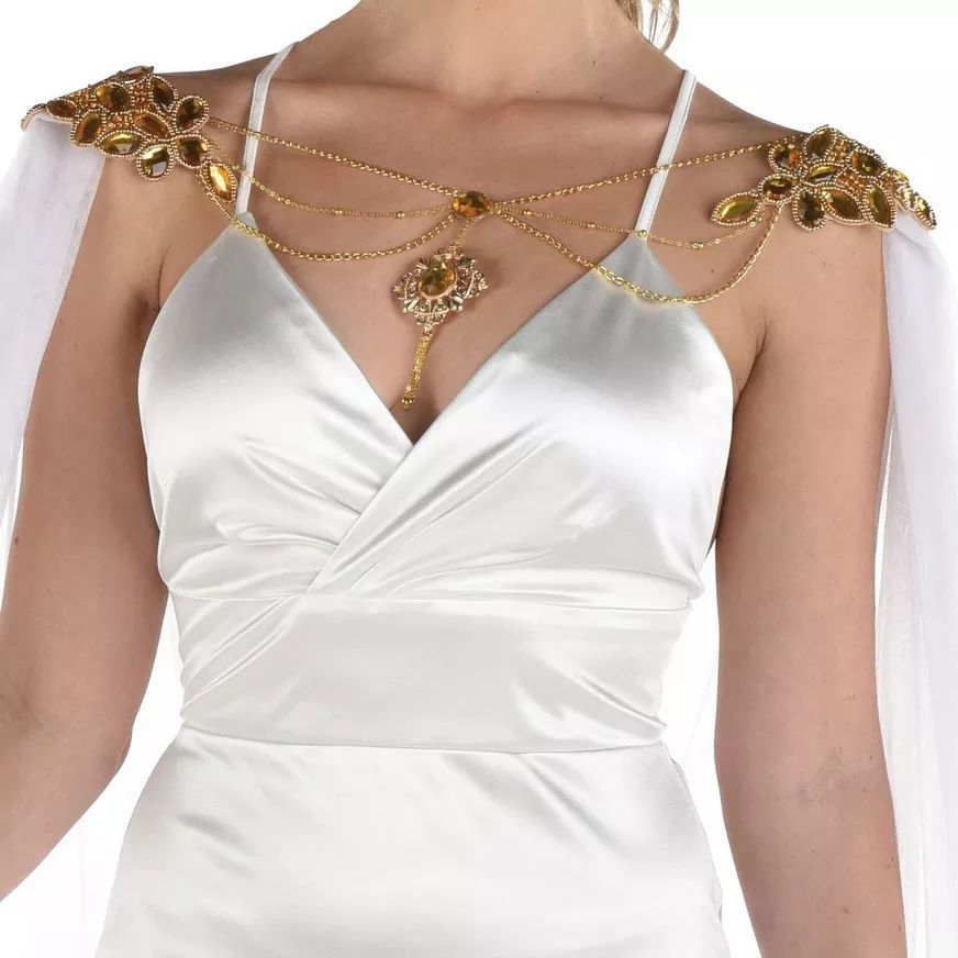 Women's Ethereal Tulle & Gold Chain Cape, White, One Size, Wearable ...