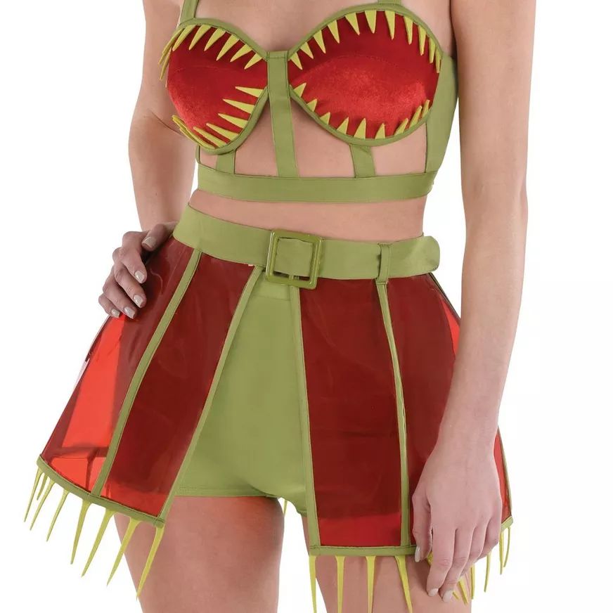 Adult Venus Flytrap Shirt & Skirt, Green/Red, One Size, 2-pk, Wearable Costume Accessories for ...