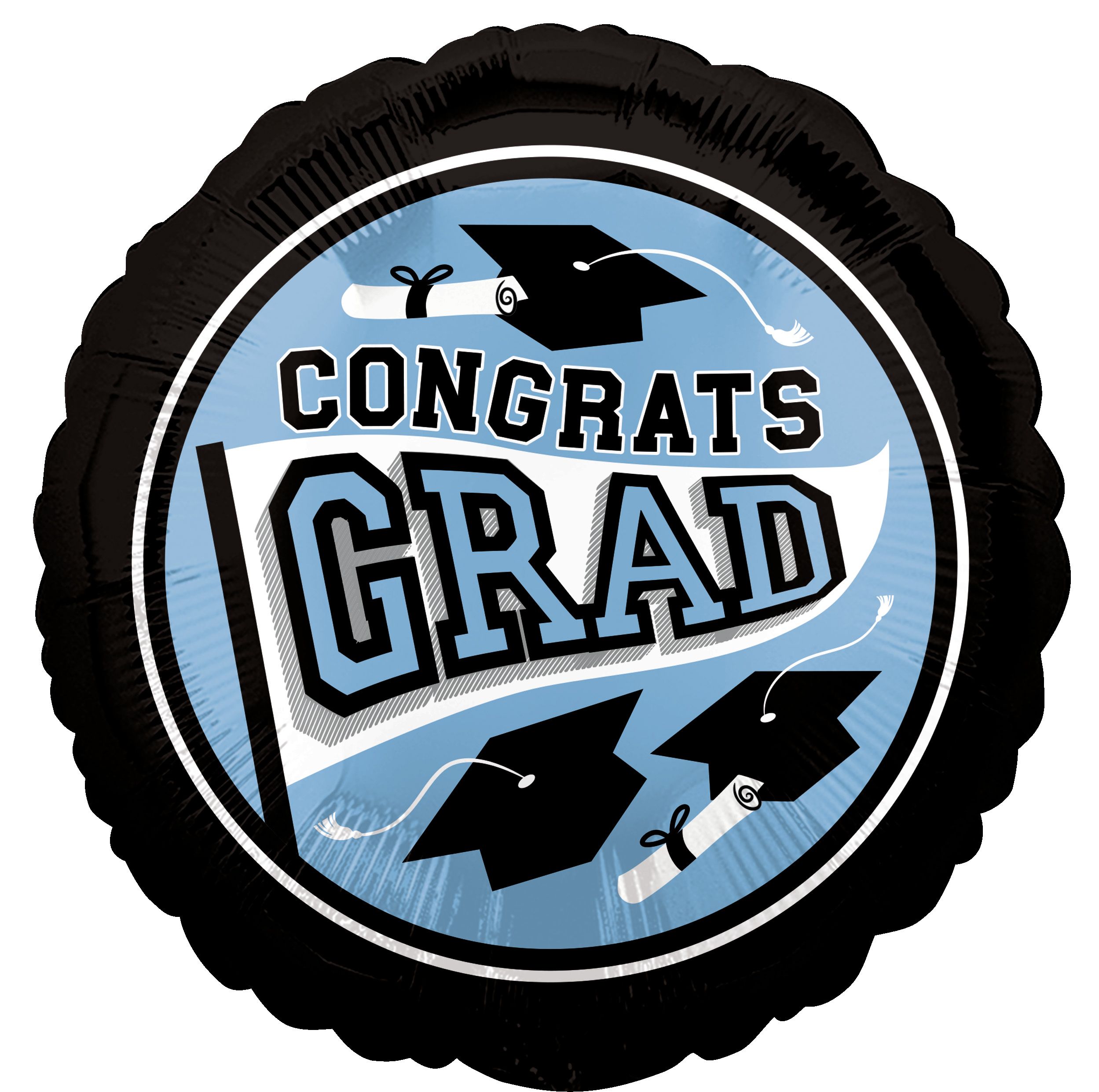 School Colours "Congrats Grad" Round Satin Foil Balloon, Light Blue, 18 ...