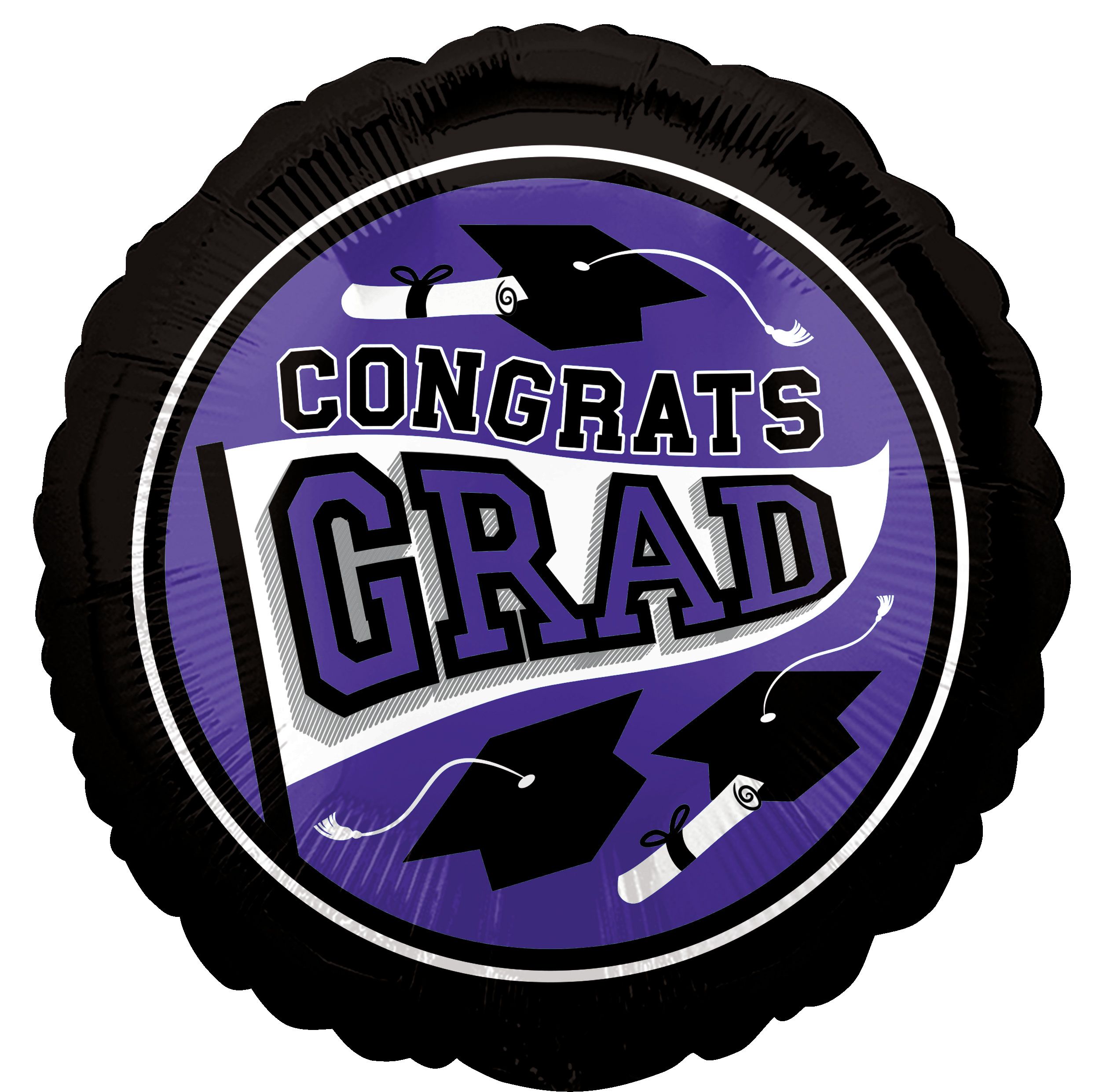 School Colours "Congrats Grad" Round Satin Foil Balloon, Purple, 18-in ...