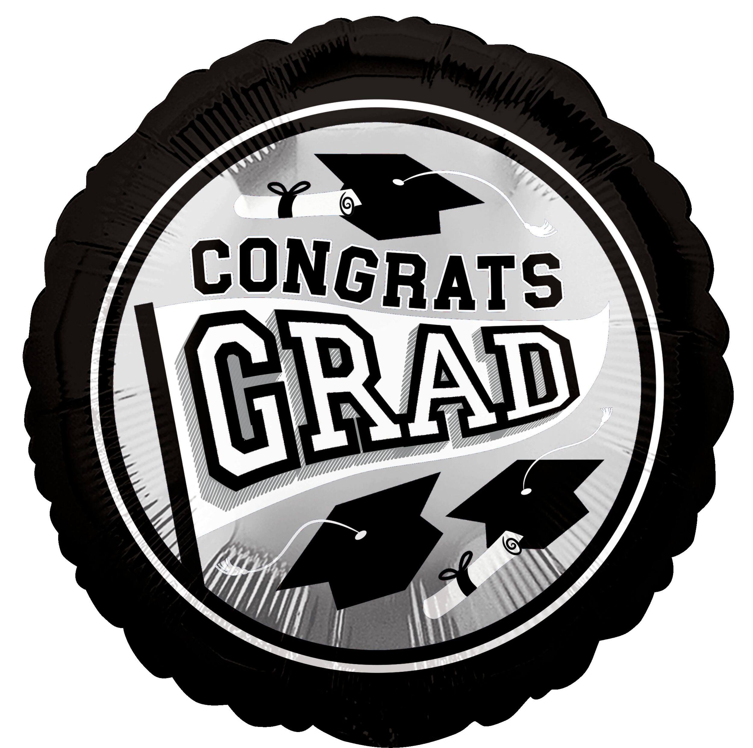 Ballon En Aluminium Satiné Rond Couleurs De Lécole Congrats Grad