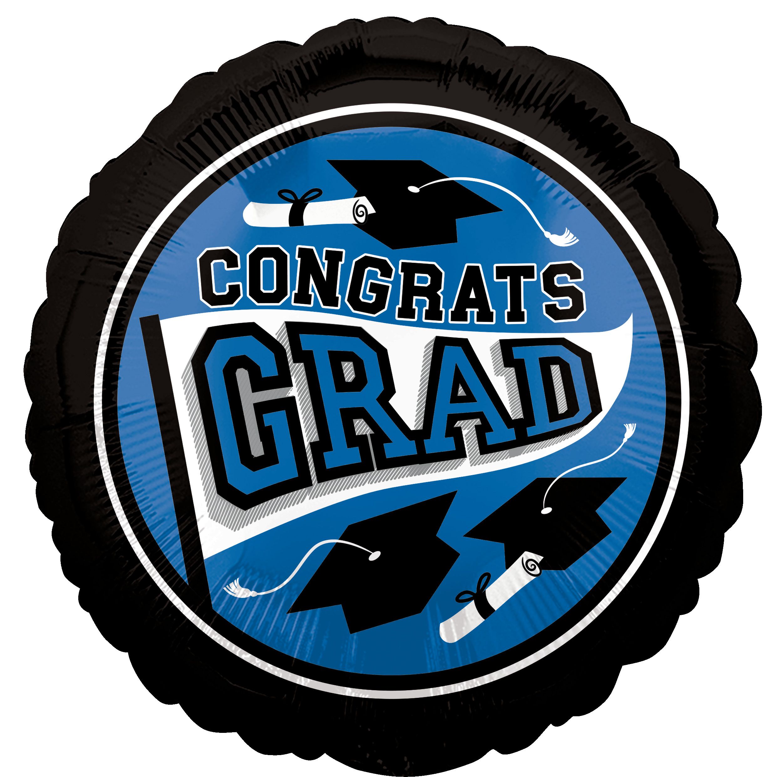 School Colours "Congrats Grad" Round Satin Foil Balloon, Blue, 18-in ...