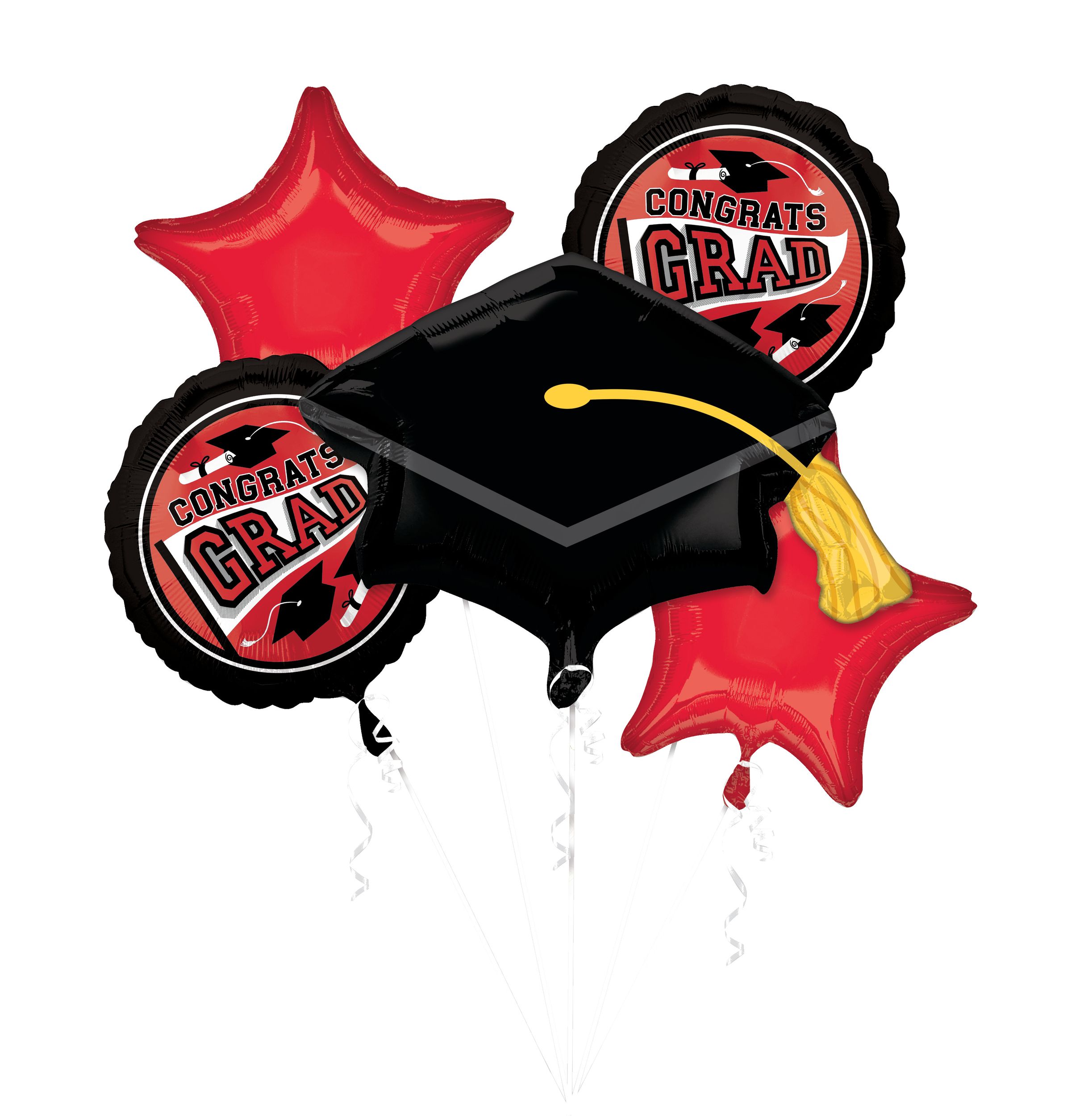 School Colours "Congrats Grad" Graduation Cap/Star Satin Foil Balloon ...