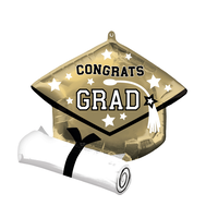 School Colours "Congrats Grad" Graduation Cap Satin Foil Balloon ...