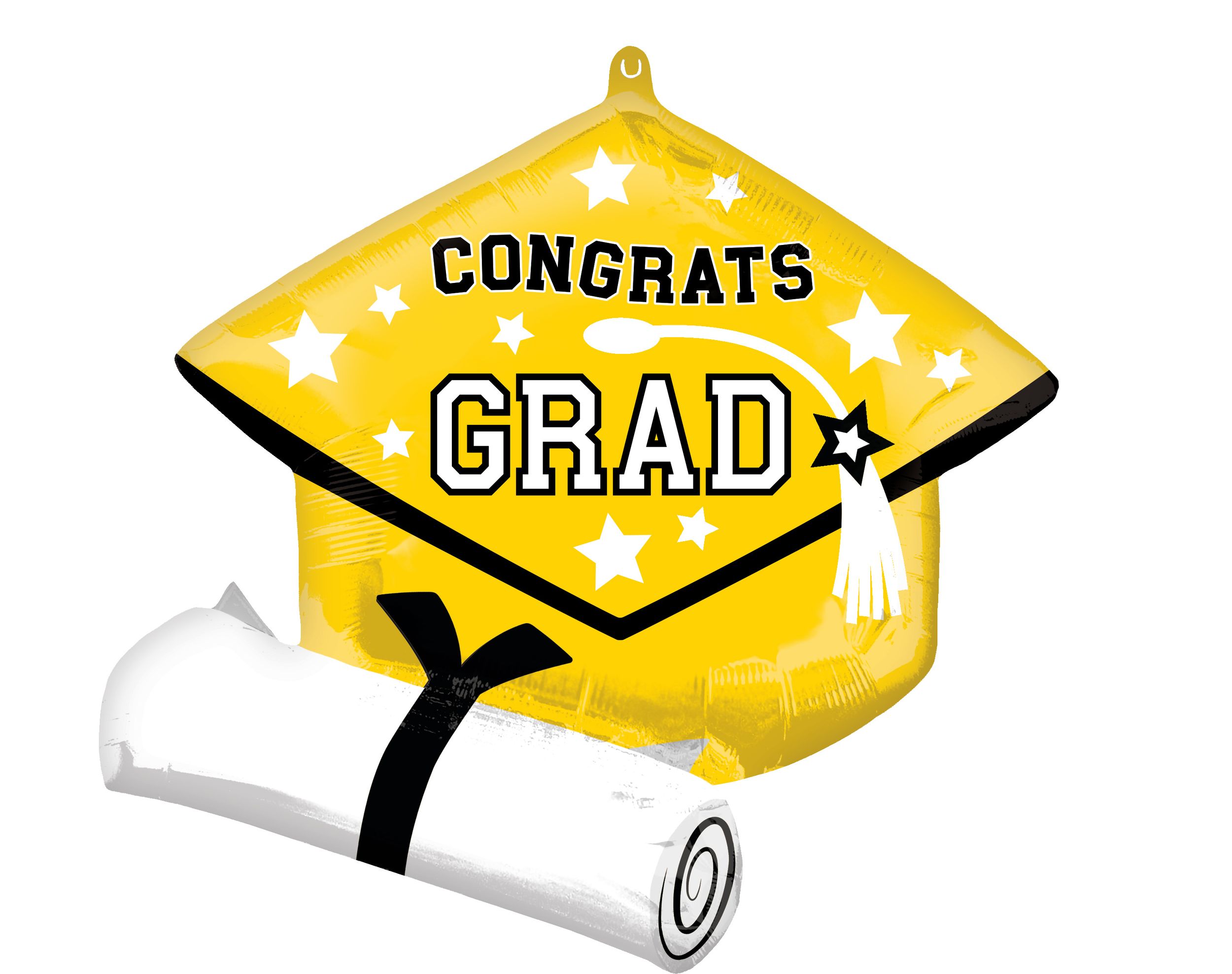 School Colours "Congrats Grad" Graduation Cap Satin Foil Balloon ...