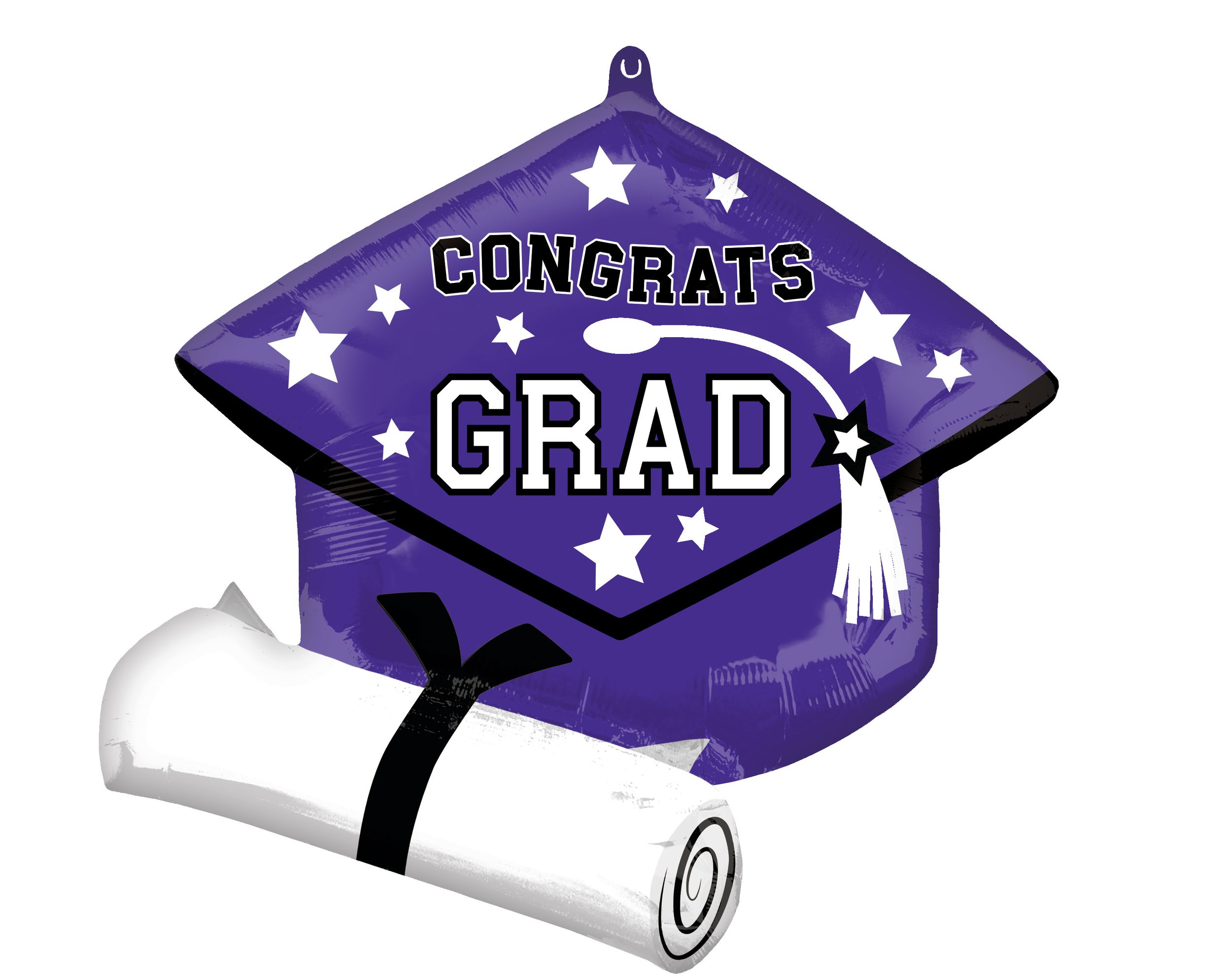 School Colours "Congrats Grad" Graduation Cap Satin Foil Balloon ...