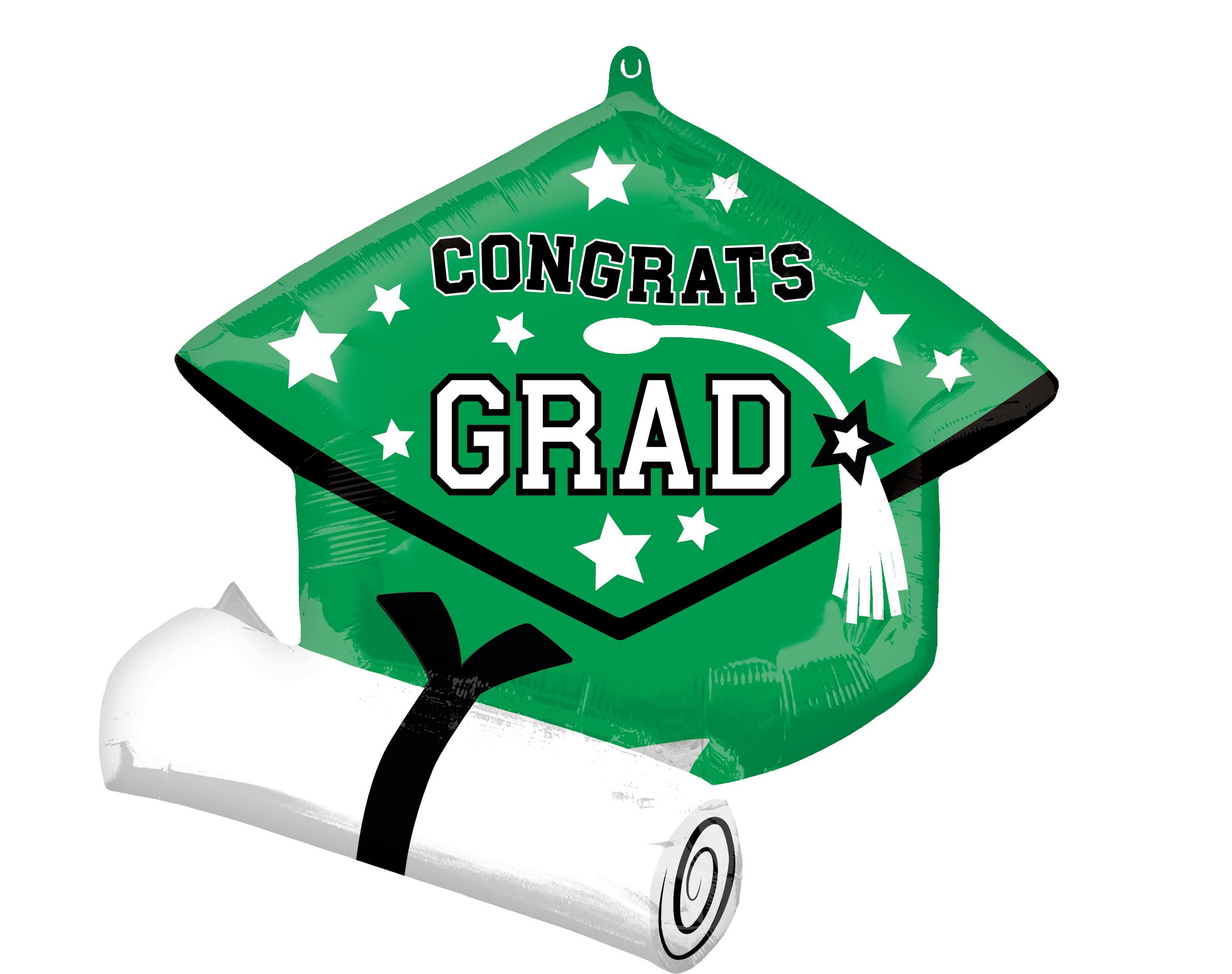 School Colours "Congrats Grad" Graduation Cap Satin Foil Balloon, Green ...