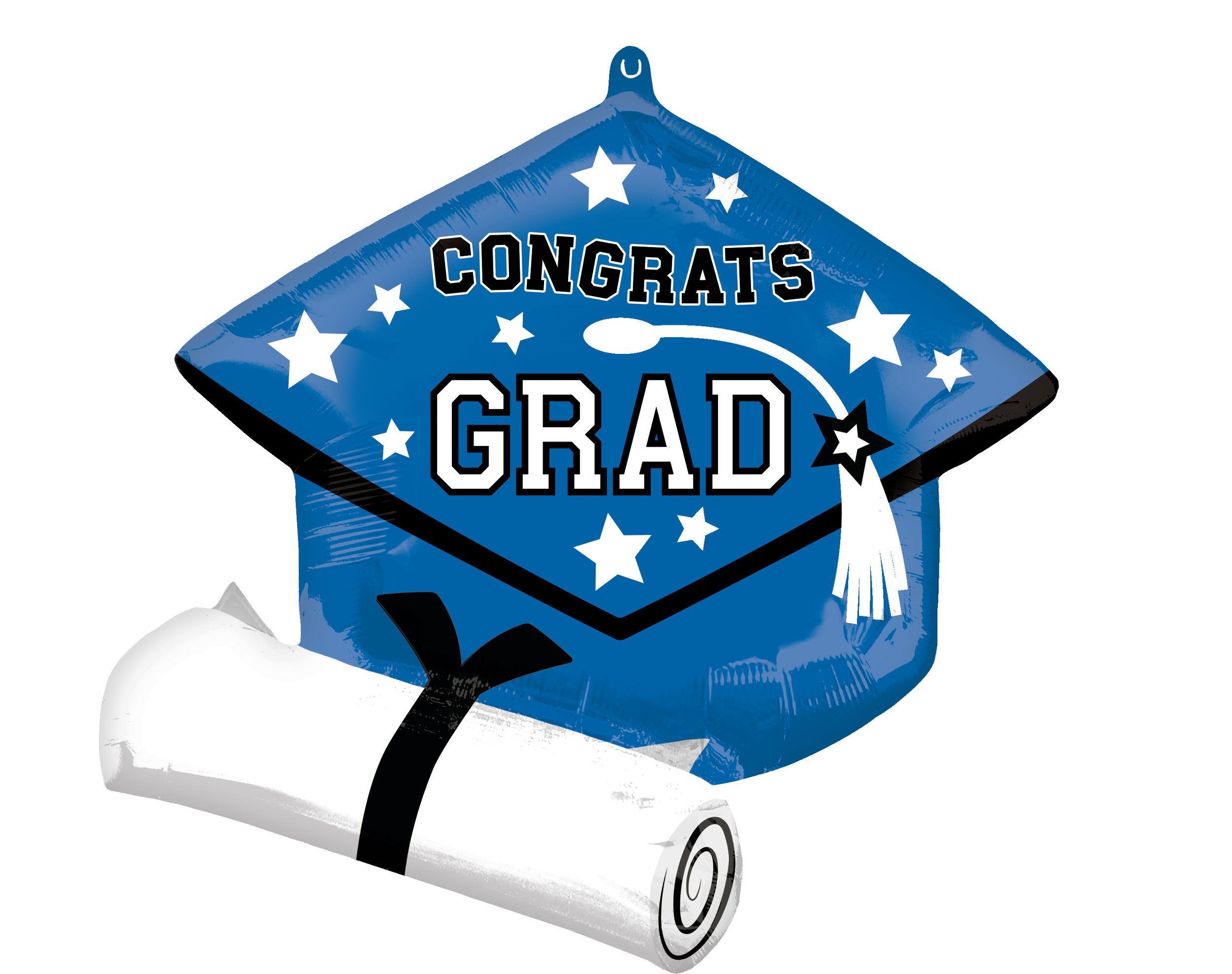 School Colours "Congrats Grad" Graduation Cap Satin Foil Balloon, Blue ...