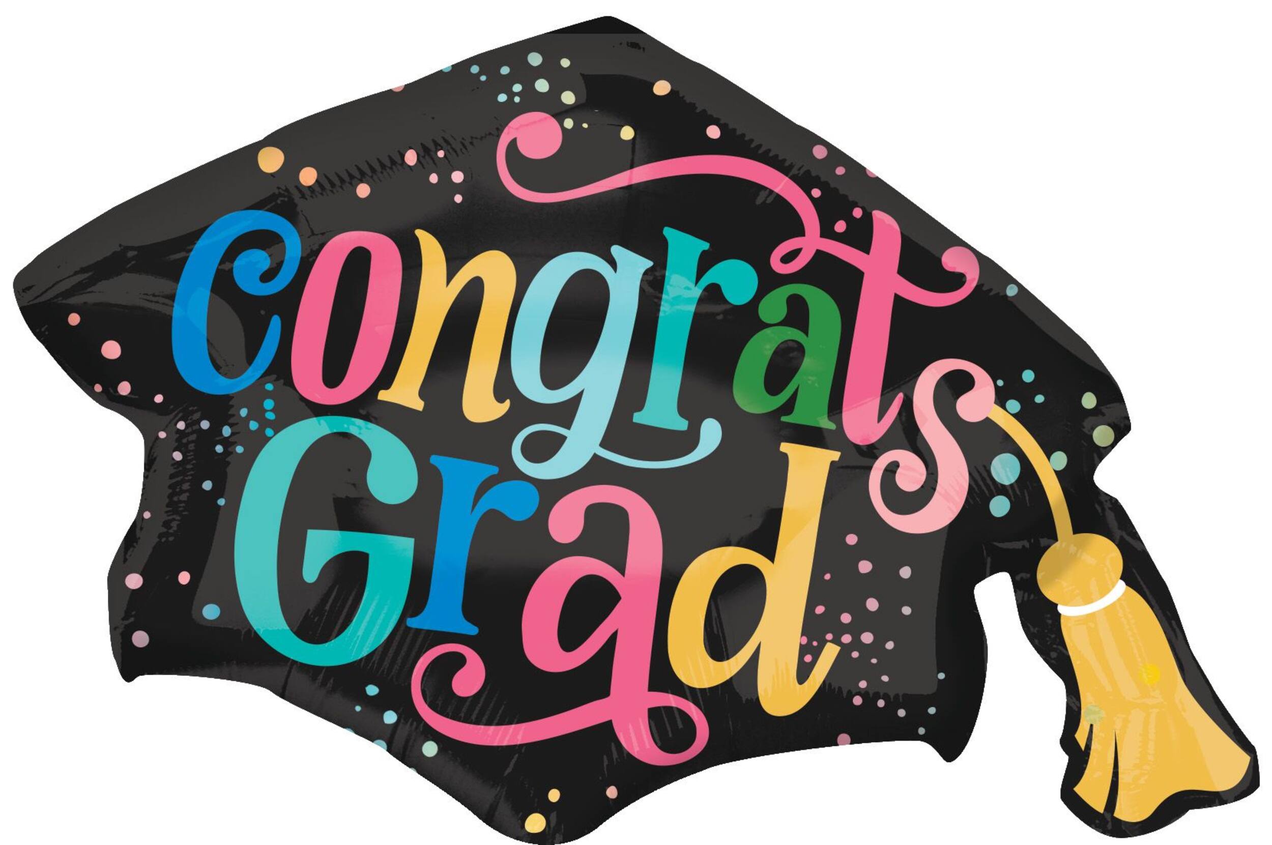 Ballon En Aluminium Satiné Mortier Congrats Grad Noir Multicolore 31