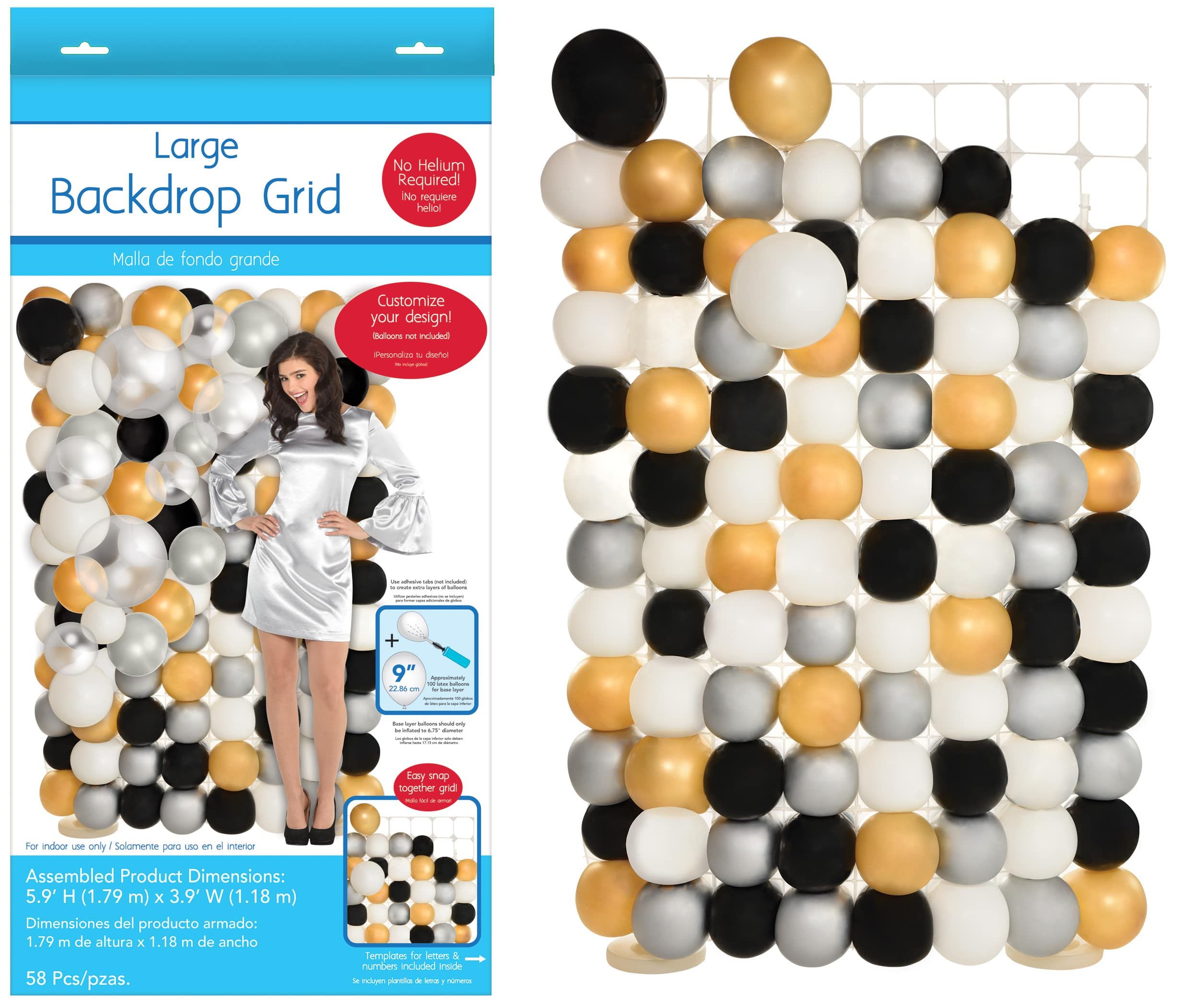 Balloon Grid Backdrop Kit Stand, Clear, 6-ft, 58-pk, for Birthday/New ...