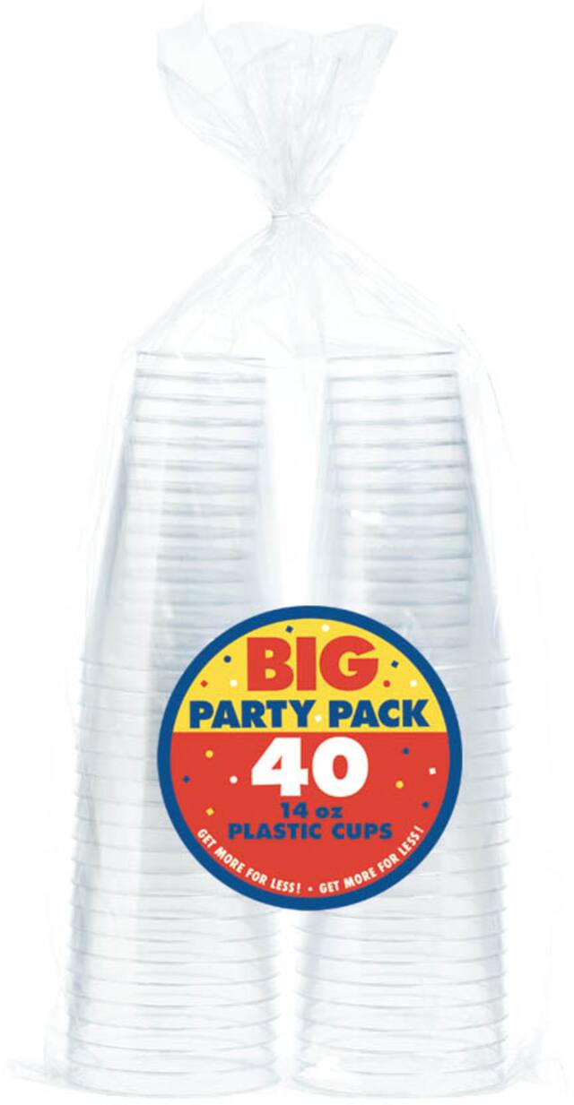 Big Party Pack Plastic Reusable Tumbler Cups, Clear, 14-oz, 32-pk, for ...
